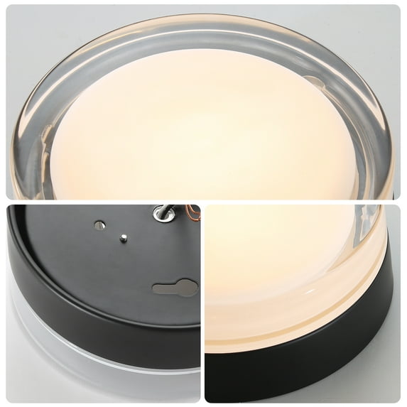 Small Flush Mount Ceiling Light – 24W Ultra-Thin Design w/ Glass Shade ...