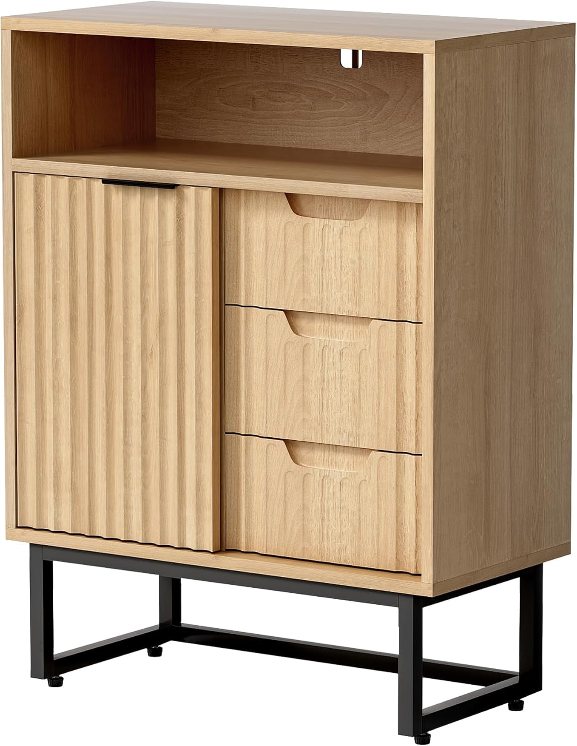 Small Fluted Storage Cabinet with 3 Drawers, Modern Floor Bathroom ...