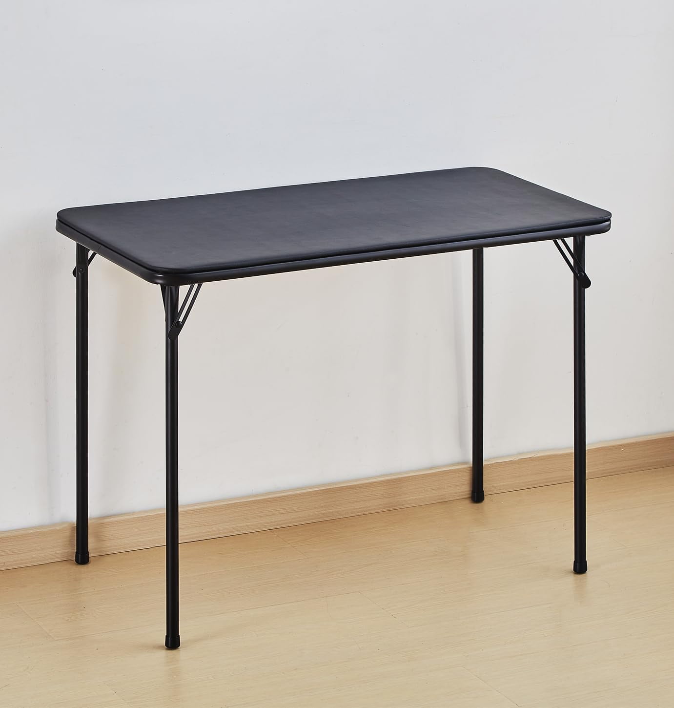 Small Foldable Desk with Vinyl Top, Metal Folding Table, Powder-Coated ...