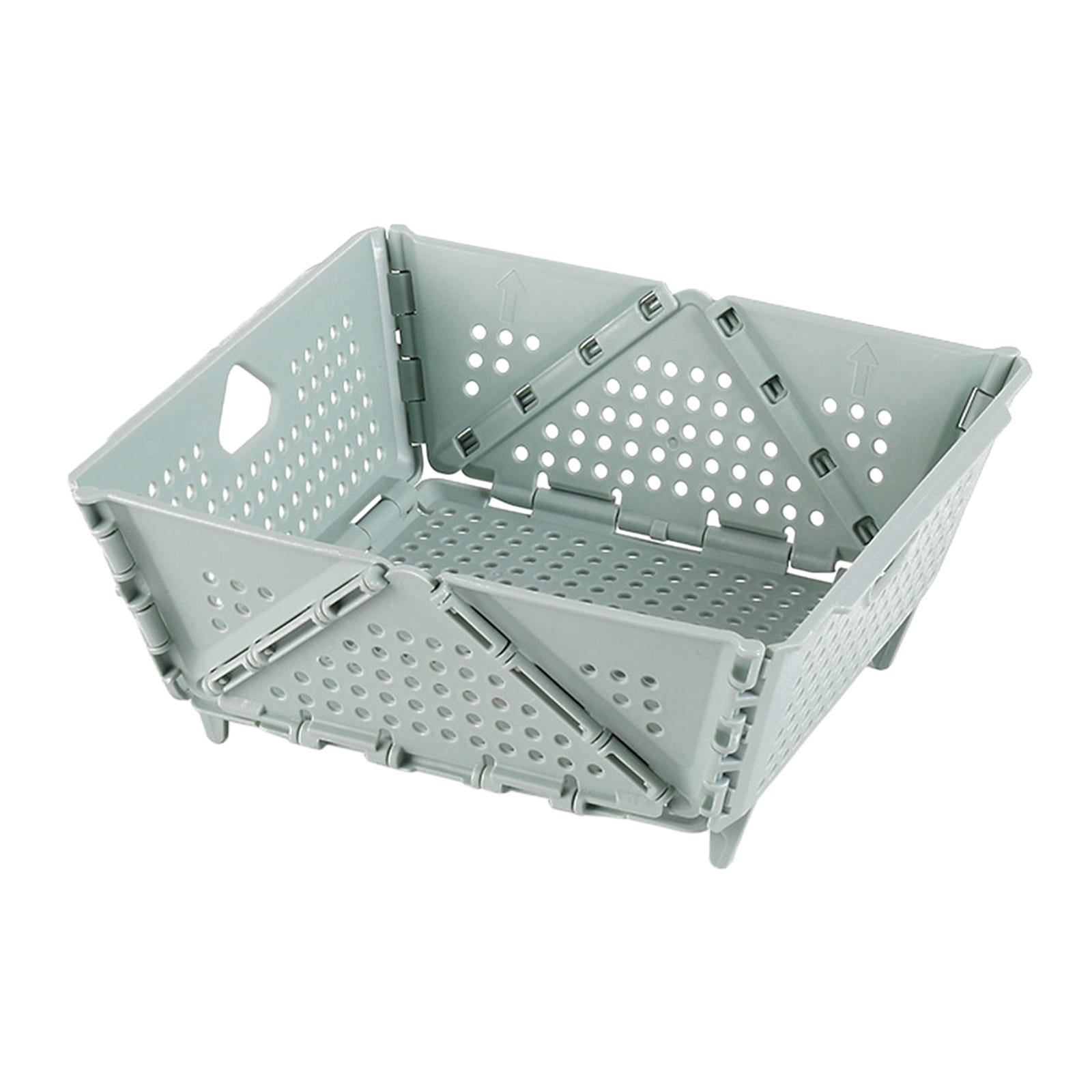 Small Folding Basket, Desktop Organizer Box with Hollow Handles ...
