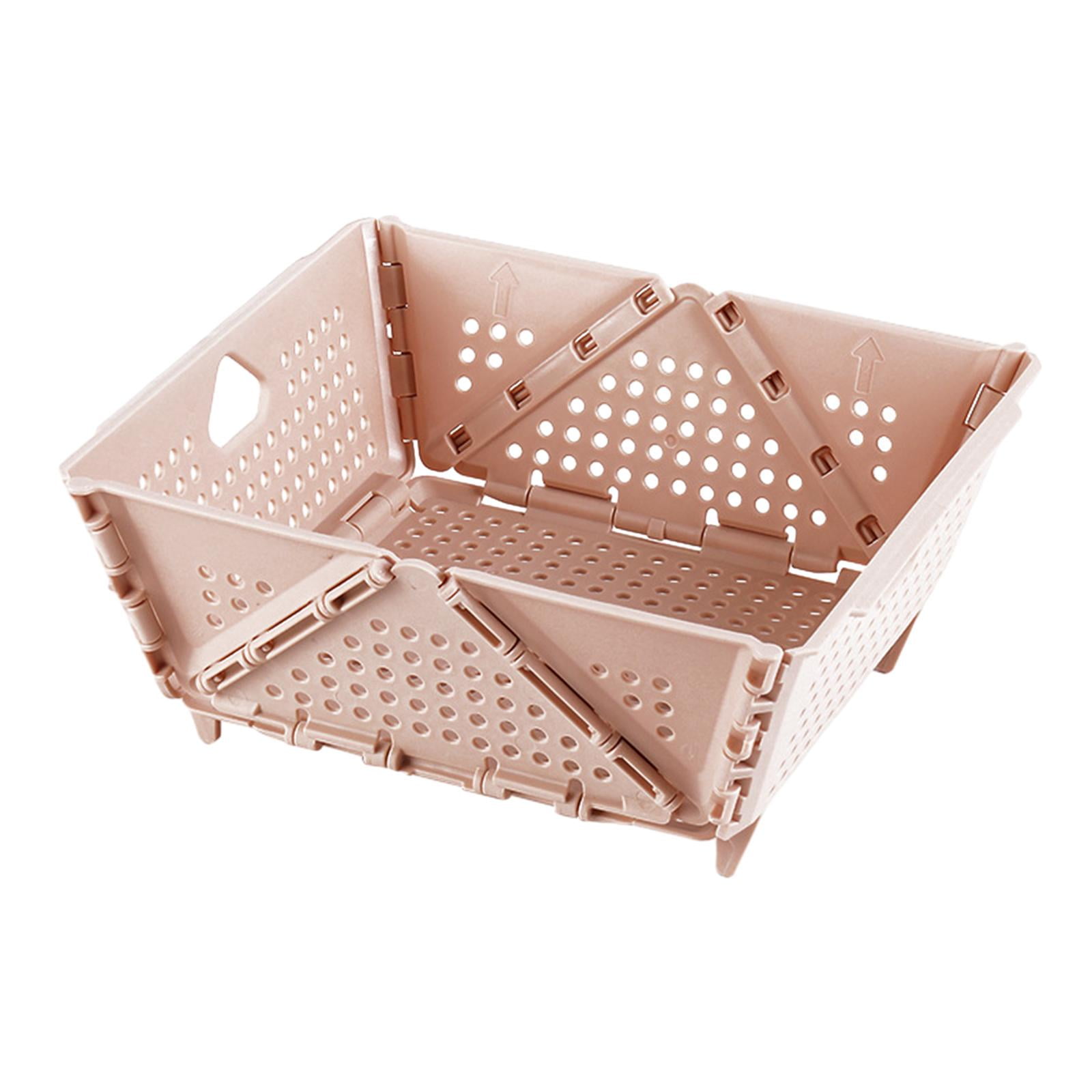 Small Folding Basket, Desktop Organizer Box with Hollow Handles ...