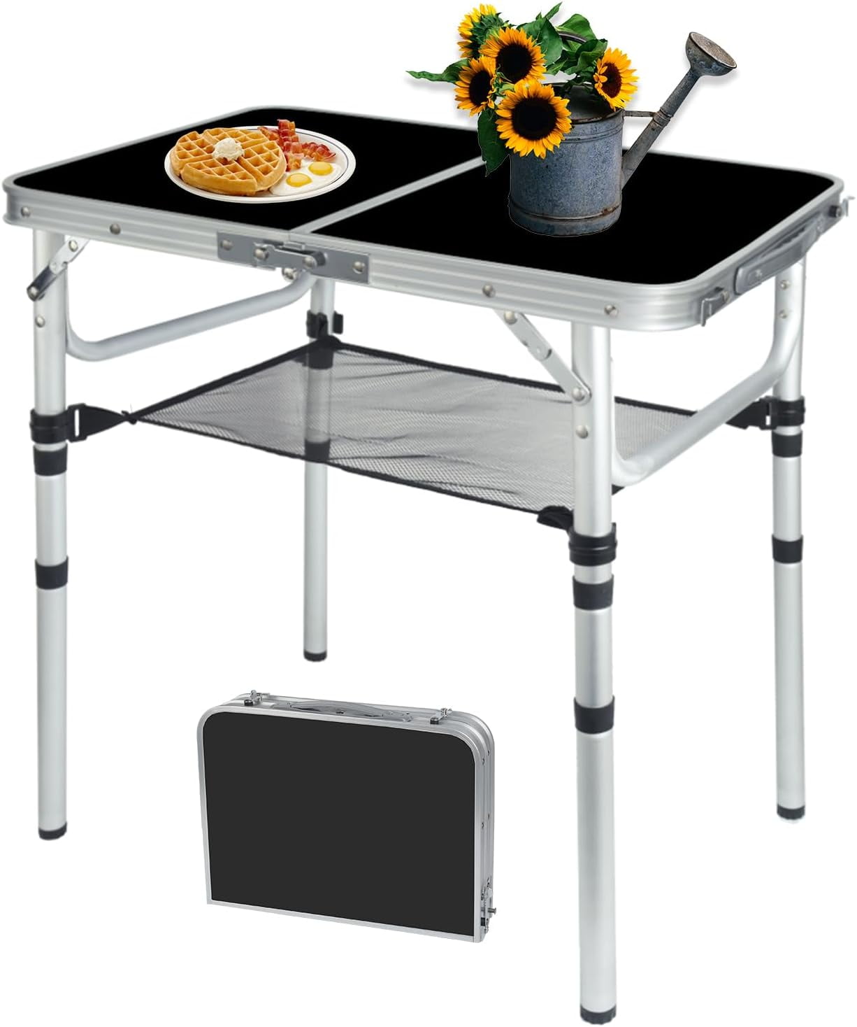 Small Folding Camping Table 2ft, Portable Pinic Table Adjustable Height ...