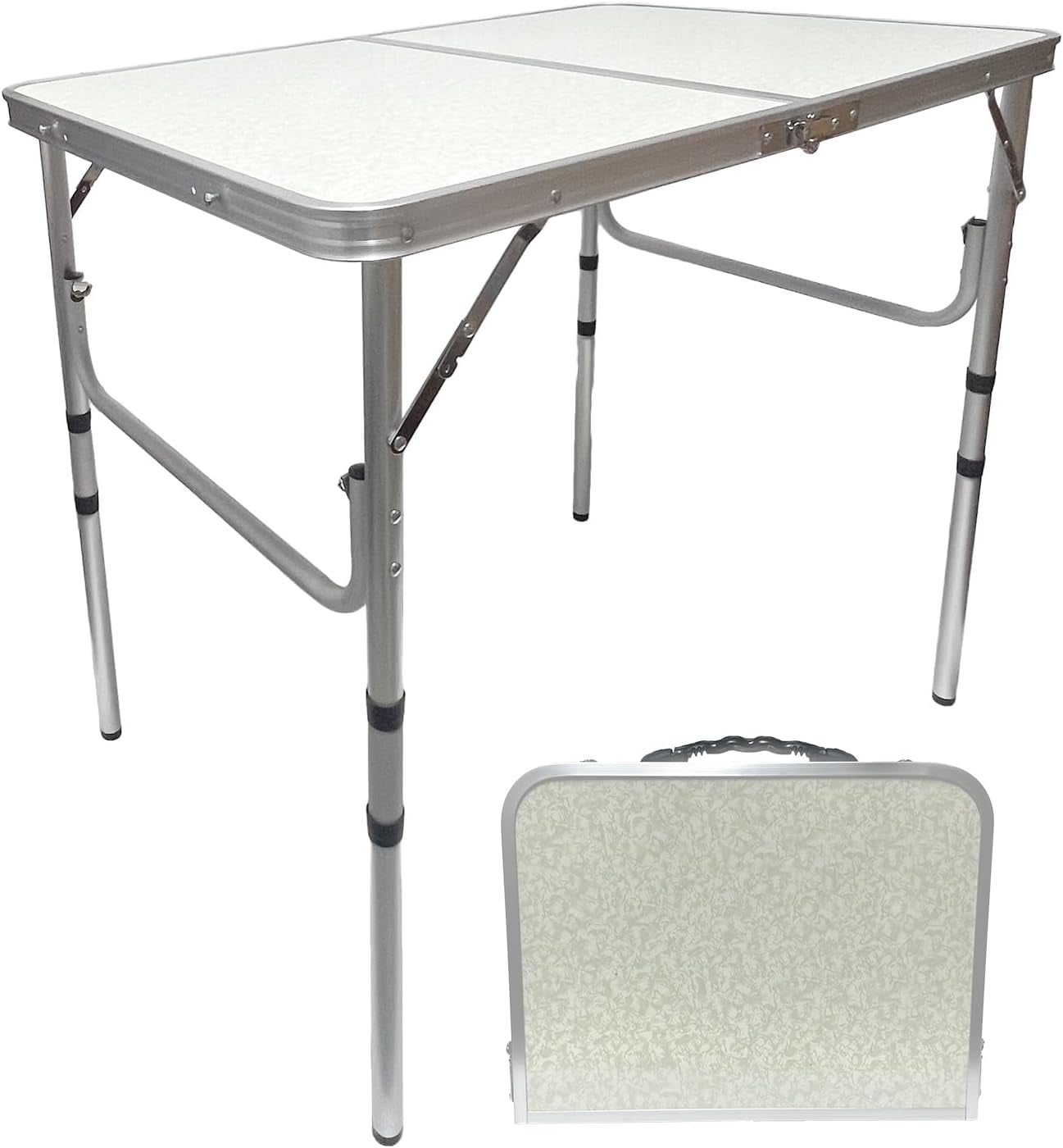 Small Folding Camping Table, Aluminum 3FT Adjustable Height Portable ...
