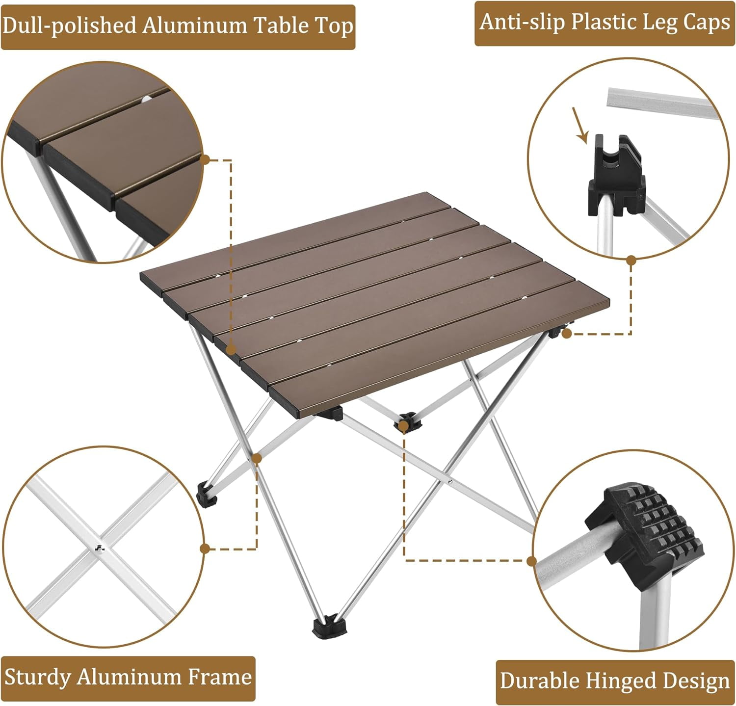 Small Folding Camping Table with Aluminum Table Top, Beach Table for ...