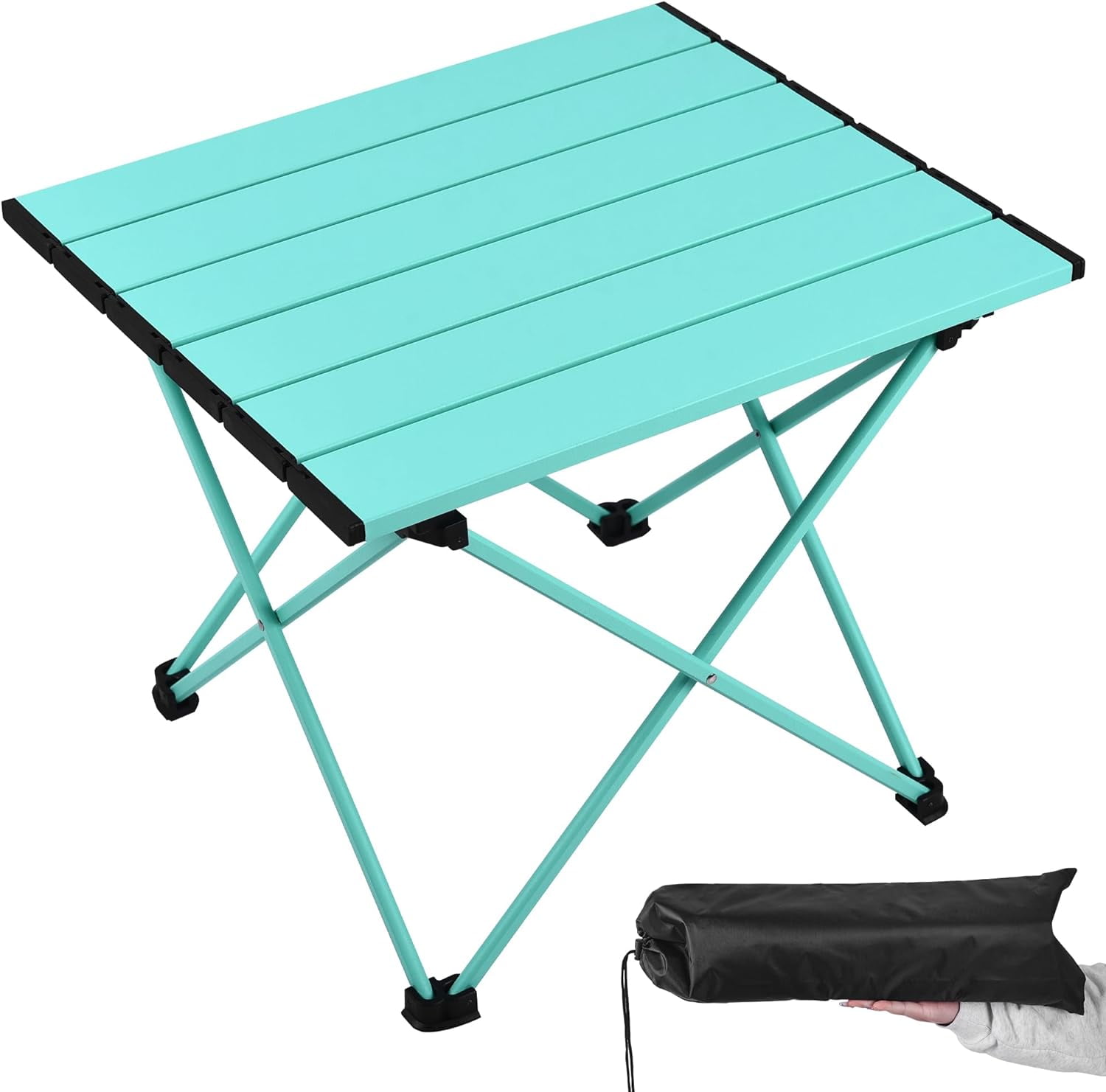 Small Folding Camping Table with Aluminum Table Top, Beach Table for ...