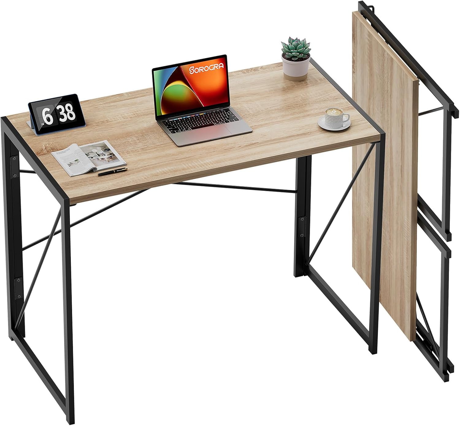 Small Folding Desk No Assembly Required Foldable Table, 31.5 inch ...
