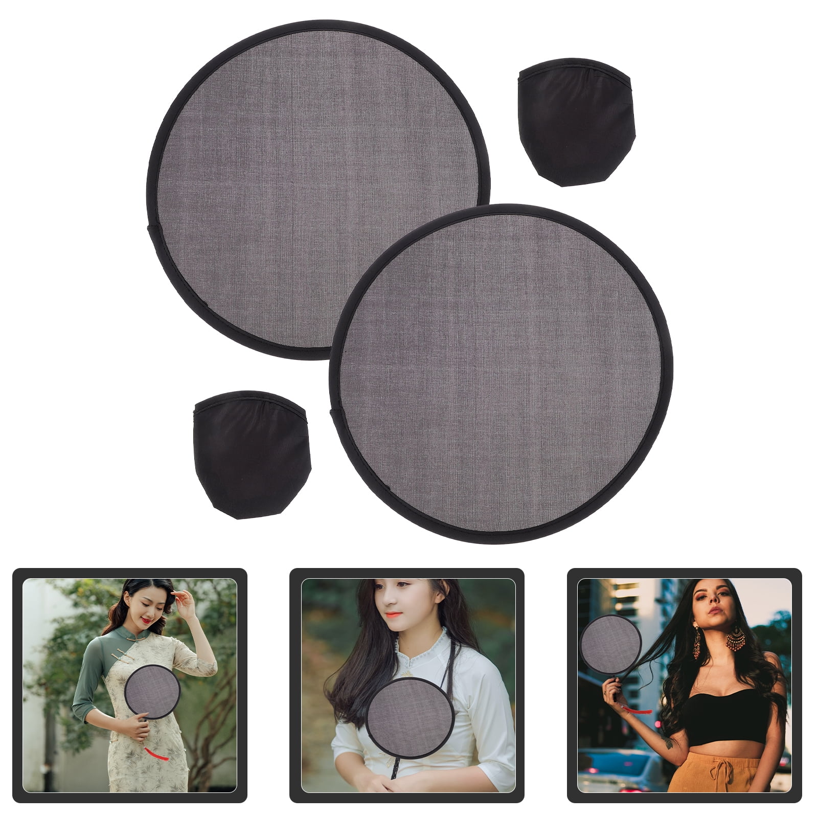 Small Folding Fan,2Pcs Foldable Fan Summer Handheld Fan Round Folding ...