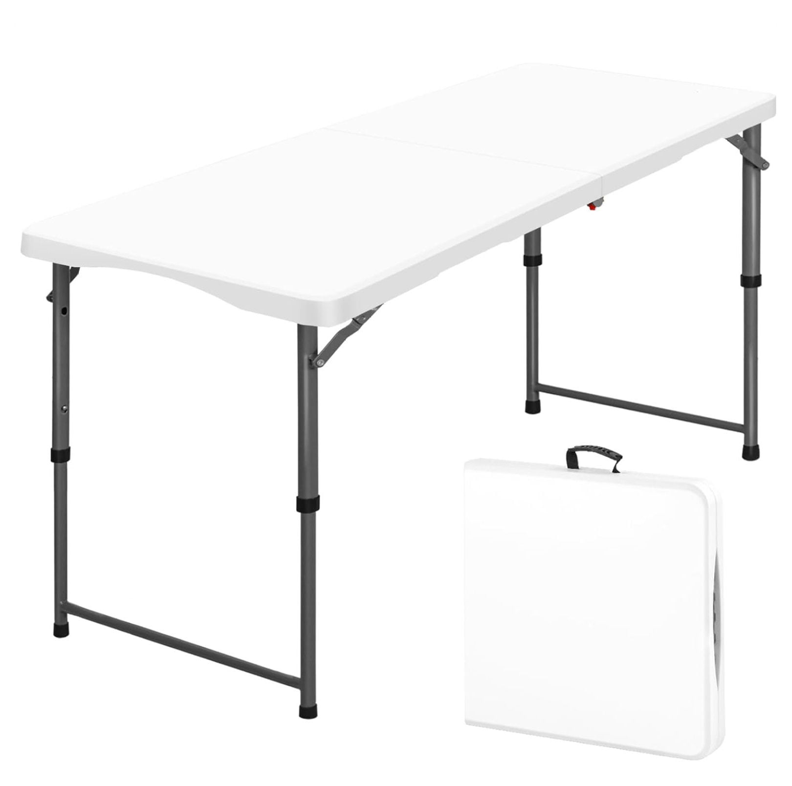 Small Folding Tables 4 Foot, Portable Plastic Fold-in-Half Card Tables ...