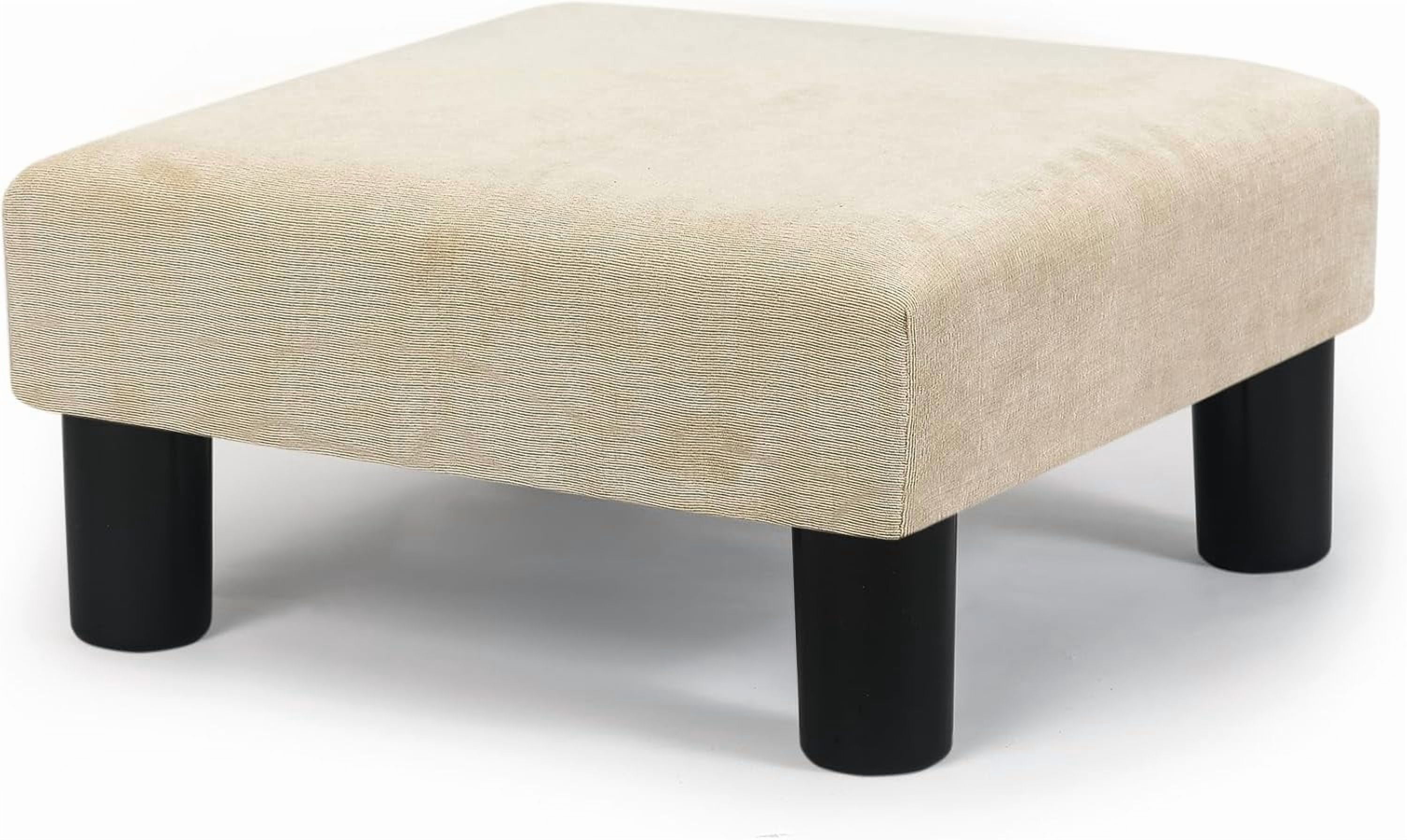 Small Foot Rest Stool Ottoman, 15" Fabric Square Footstool Upholstered ...
