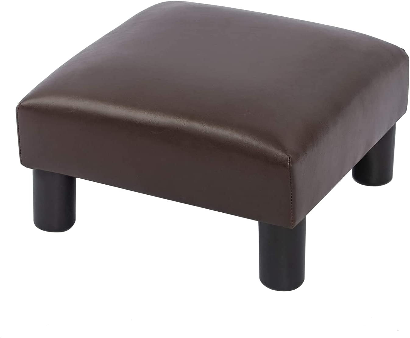 Small Foot Rest Stool Ottoman, 15" Leather Footrest Square Footstool ...