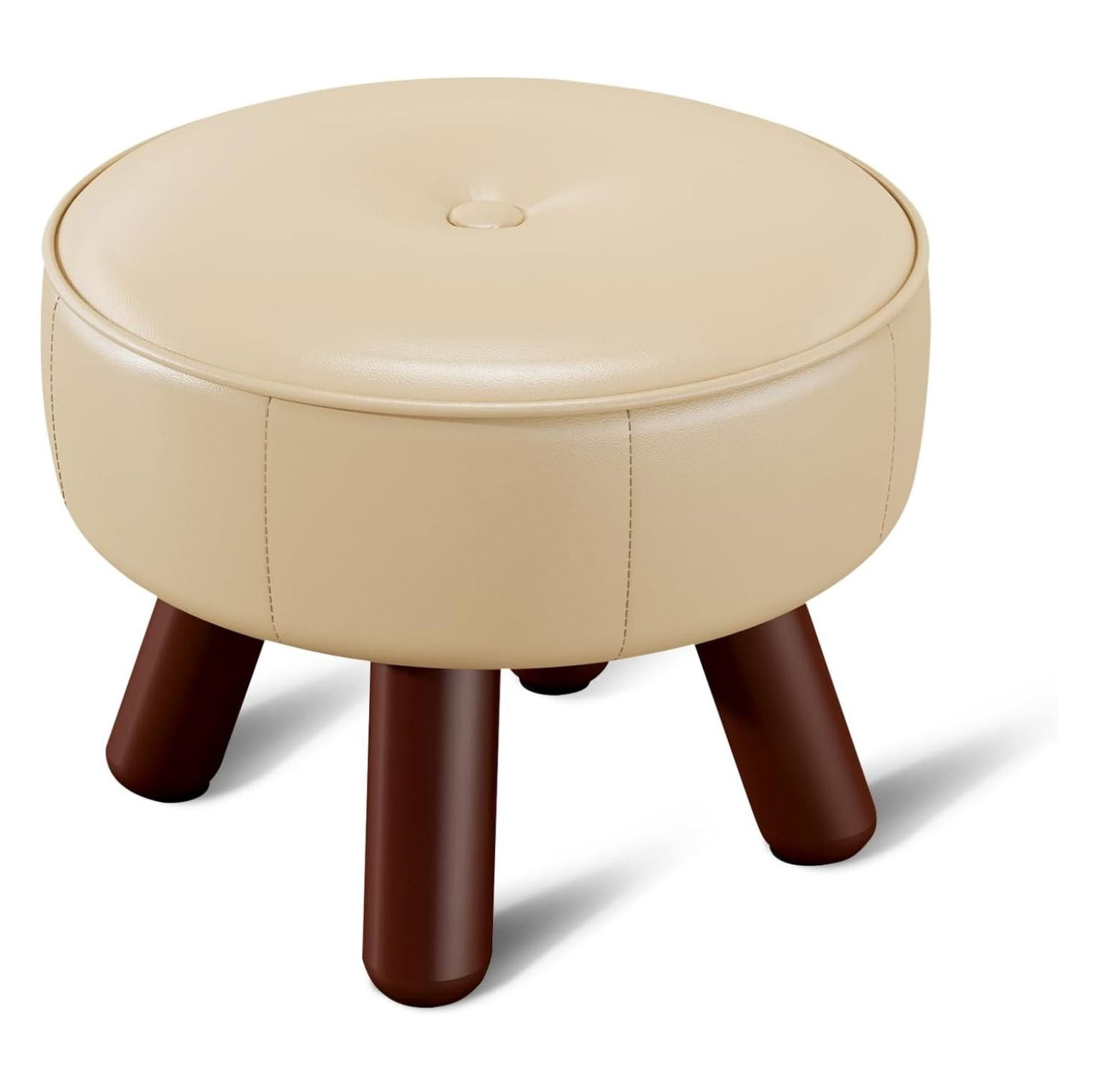 Small Foot Stool 13in, Round Faux Leather Ottoman Foot Rest, Under Desk ...