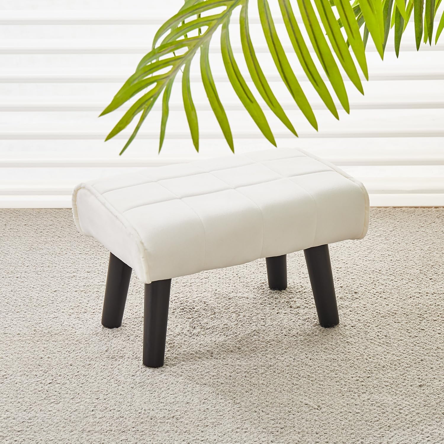 Small Foot Stool Modern Accent Step Stool Seat with Solid Wood Legs ...