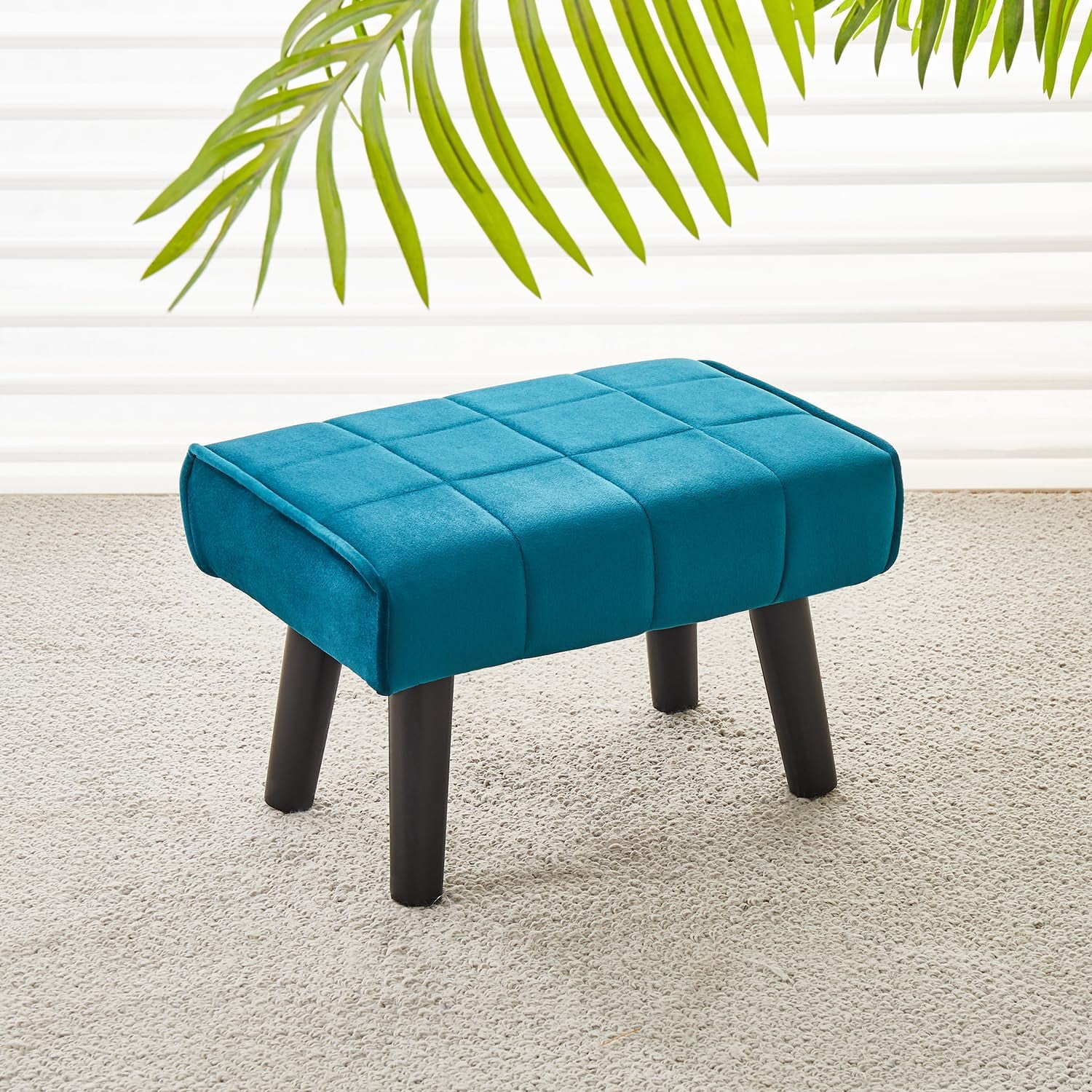 Small Foot Stool Modern Accent Step Stool Seat with Solid Wood Legs ...