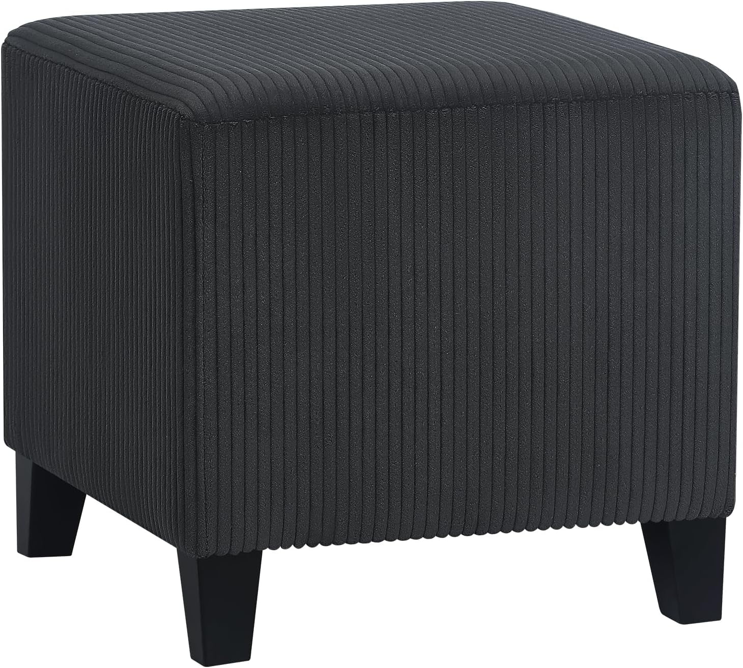 Small Foot Stool Ottoman, 16.3" Linen Cube Ottoman Foot Rest with Wood ...