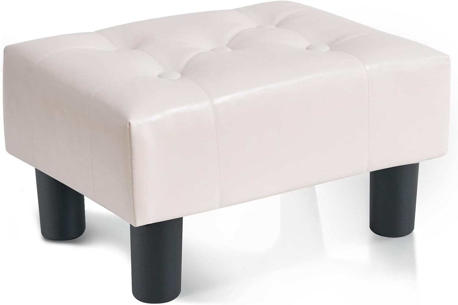 Small Foot Stool Ottoman, Faux Leather Ottoman Foot Rest with Legs ...