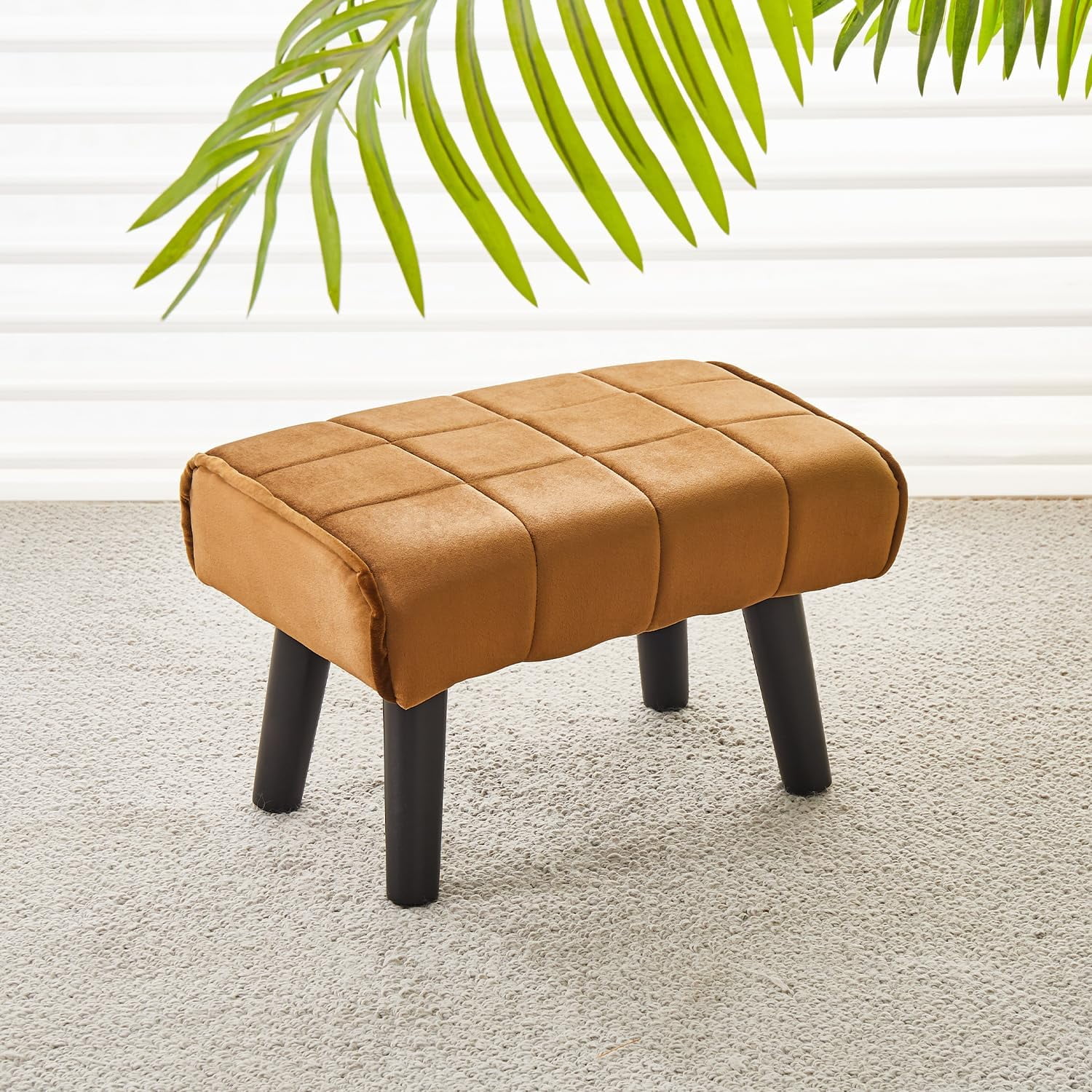 Small Foot Stool Ottoman Modern Accent Step Stool Seat with Solid Wood ...