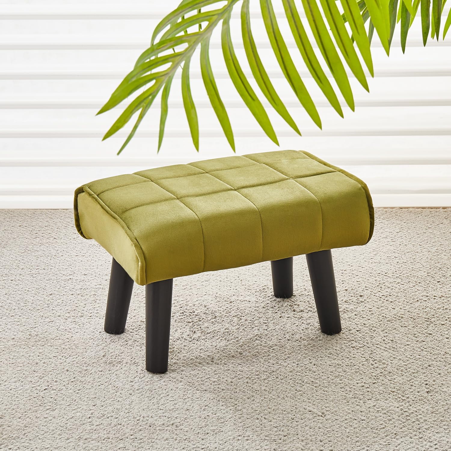 Small Foot Stool Ottoman Modern Accent Step Stool Seat with Solid Wood ...