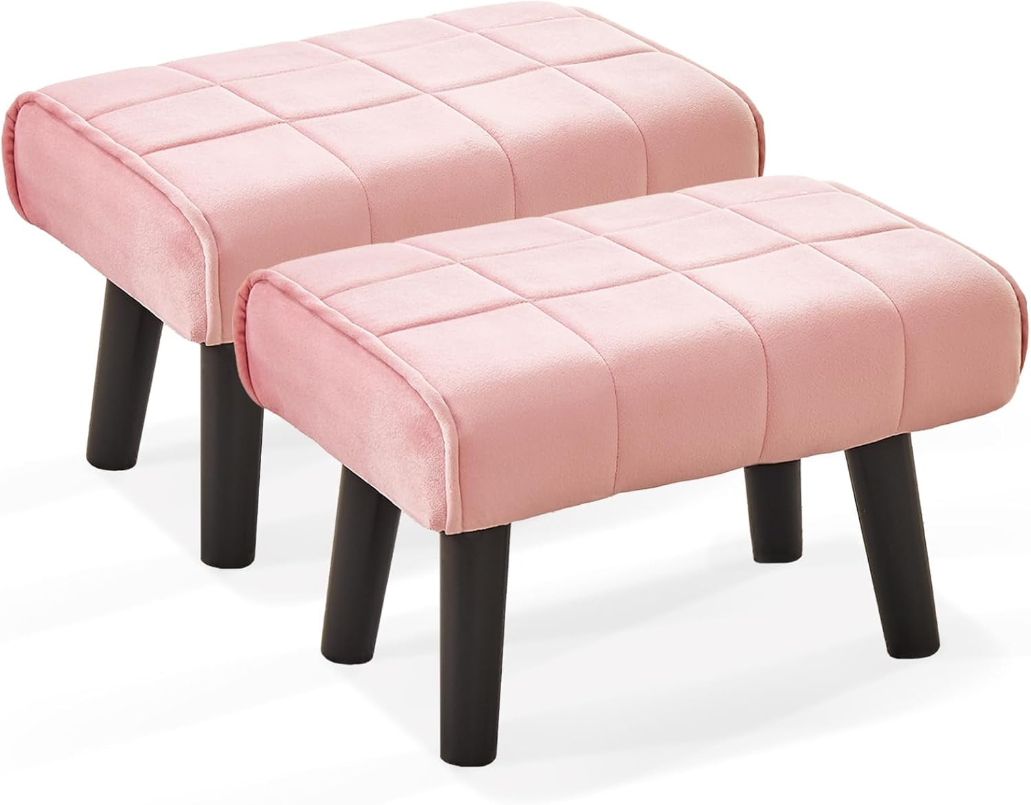 Small Foot Stool Ottoman Modern Accent Step Stool Seat with Solid Wood ...