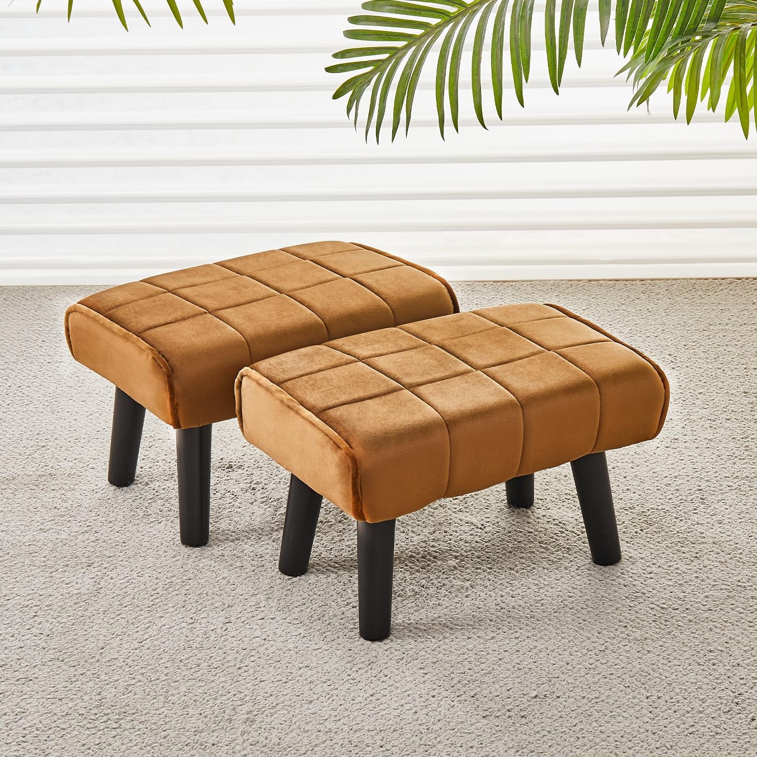 Small Foot Stool Ottoman Modern Accent Step Stool Seat with Solid Wood ...