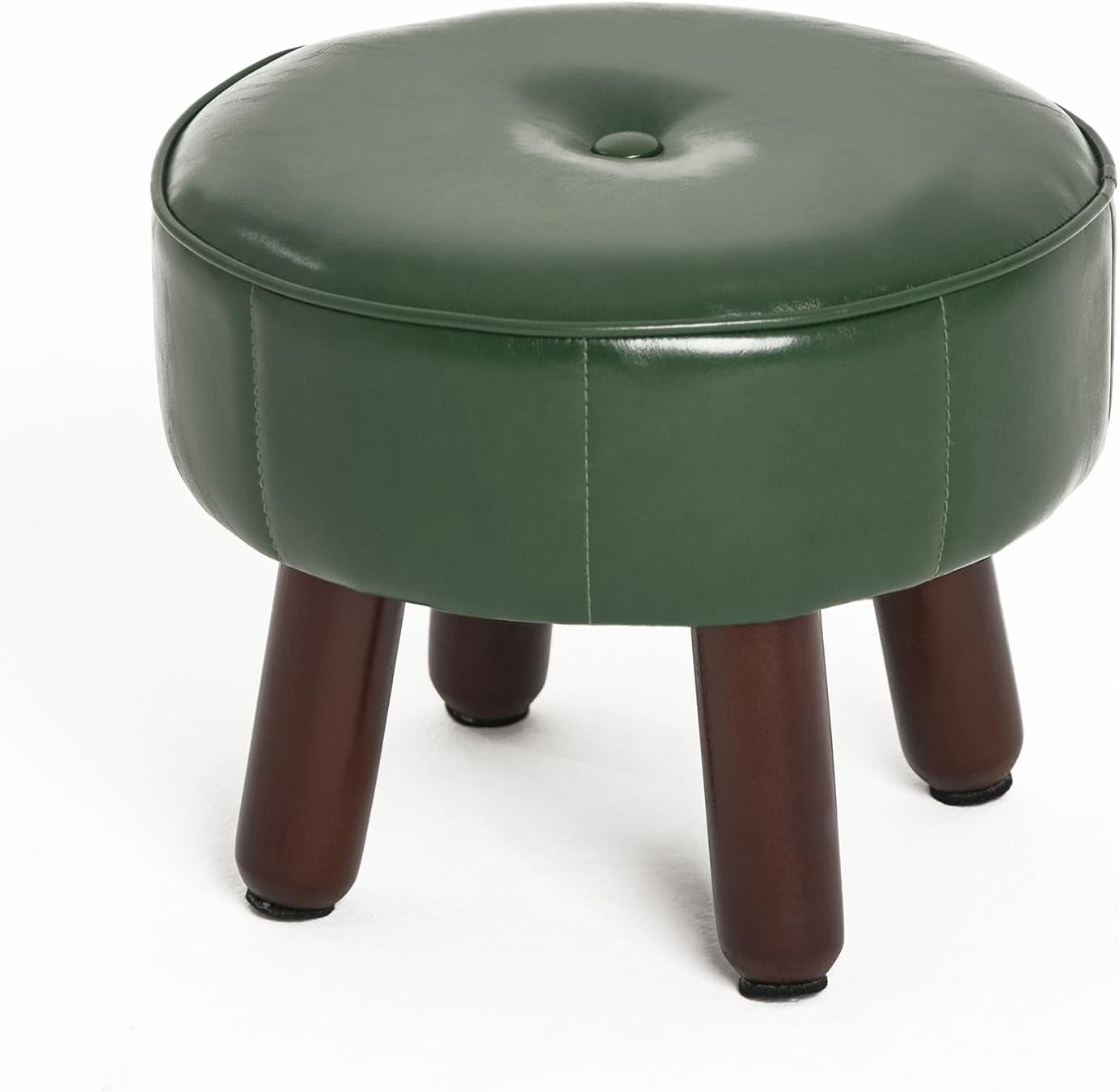 13in Small Foot Stool Ottoman, Round Faux Leather Foot Rest for Couch ...