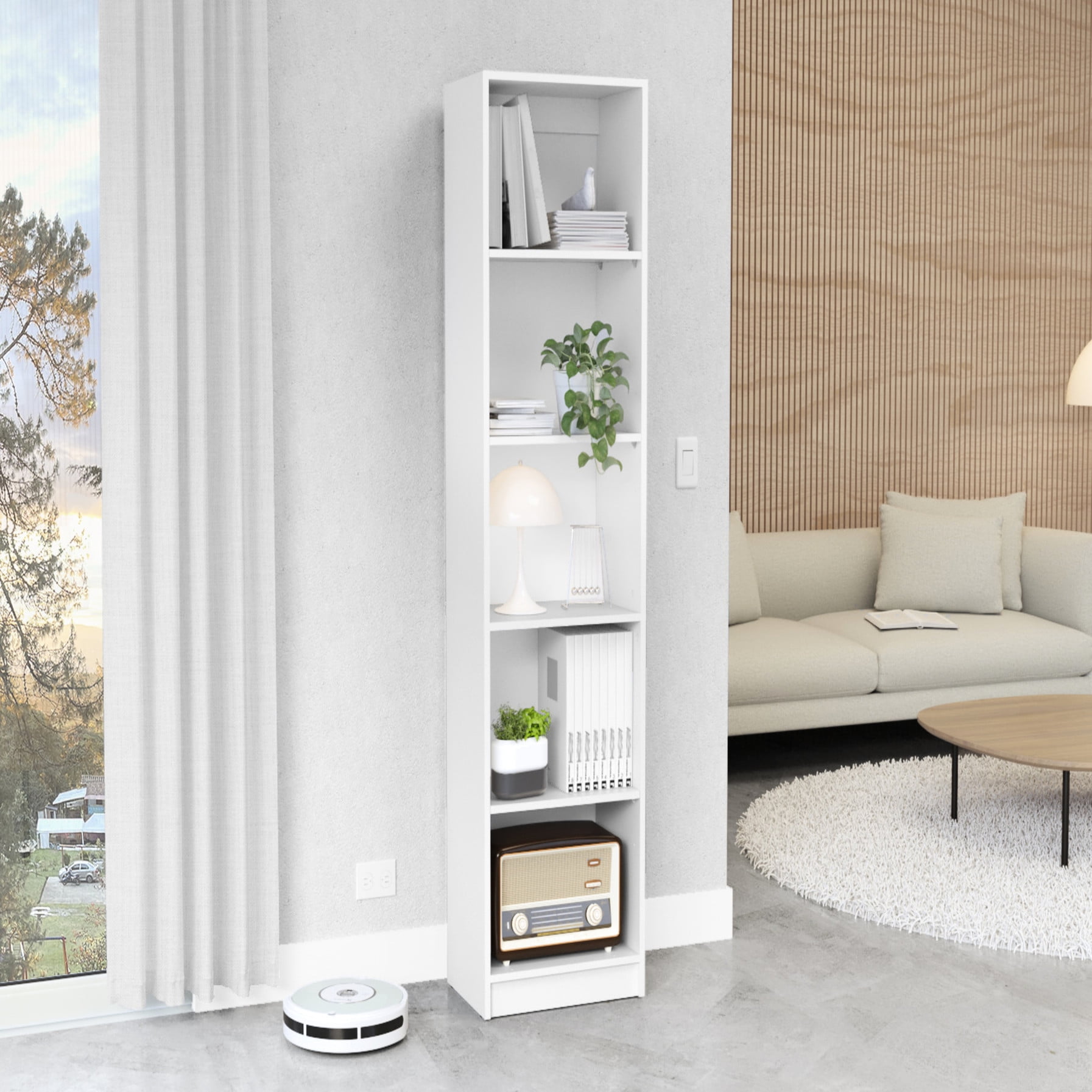 Small Footprint - Five Shelves for Storage Needs - Fits in Small Spaces ...