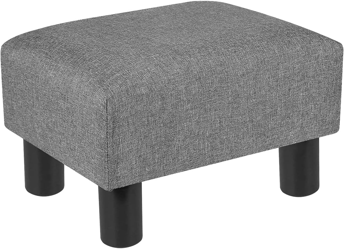 Modern Wooden Footstool Ottoman with Cushioned Seat for Home Living ...