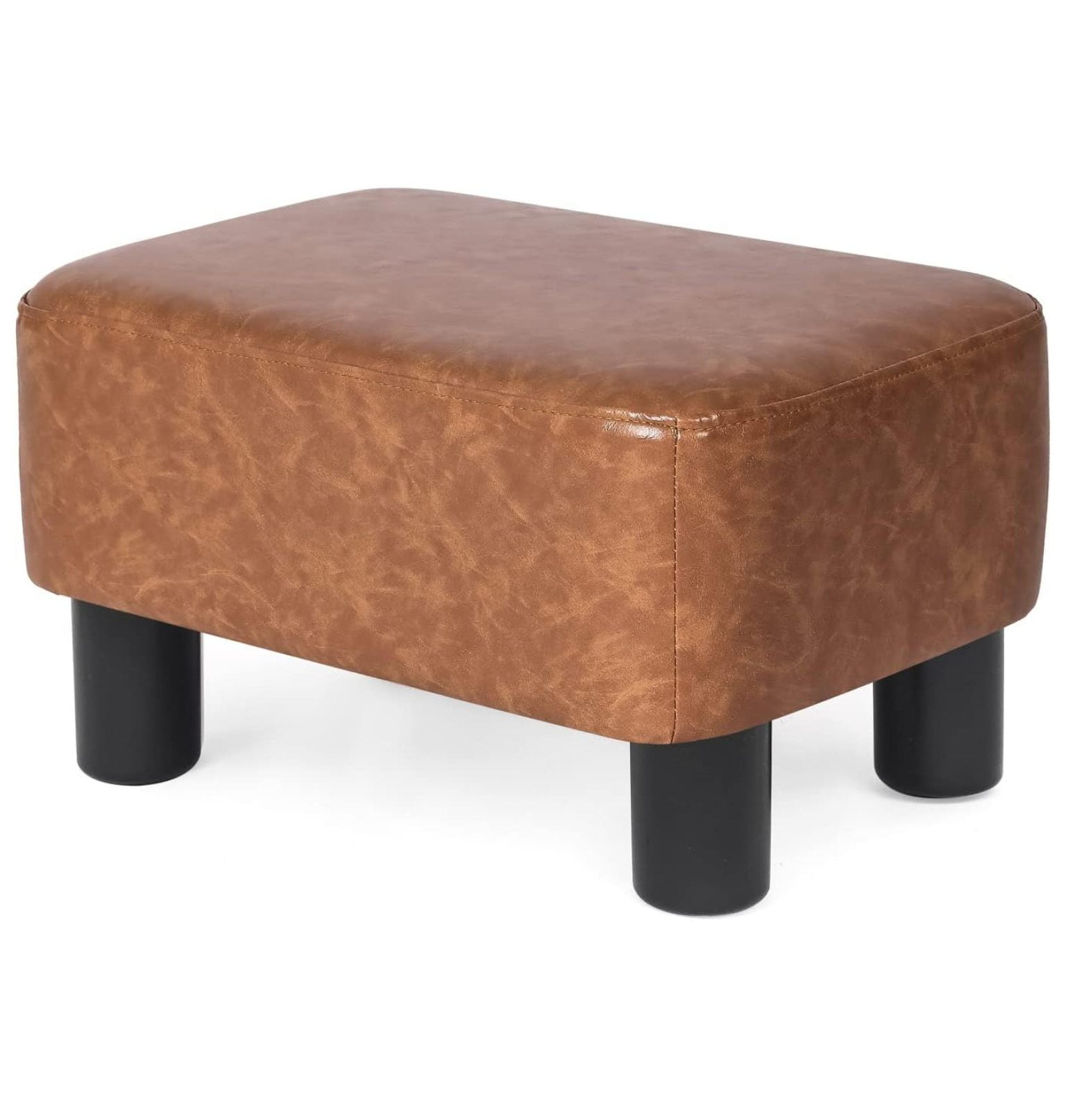 Small Footstool Ottoman PU Leather Footrest Modern Rectangular Foot ...