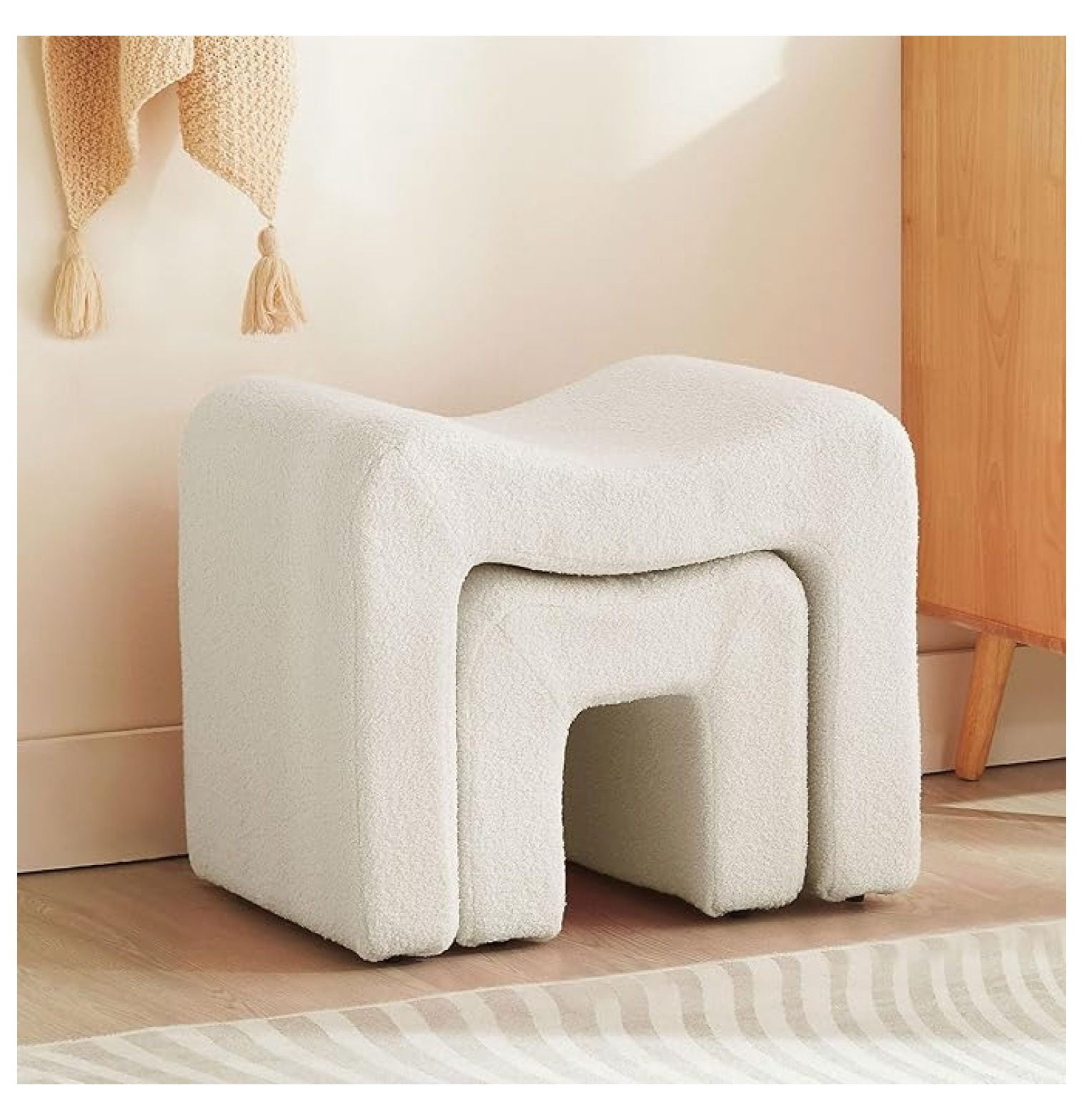 Small Footstool Ottoman Vanity Stool Chair Seating Backless Modern Foot ...