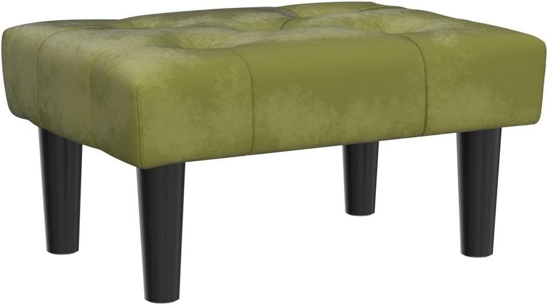 Small Footstool Ottoman,Velvet Soft Footrest Ottoman with Wood Legs ...