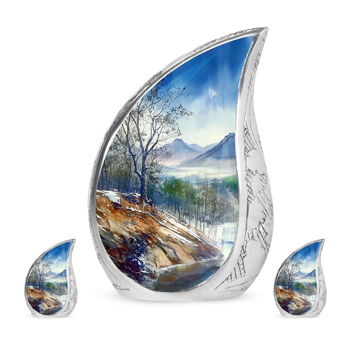 Small Forest Mountain Urn For Human Ashes Adult Female & Male - Cremation Urns For Human Ashes ...