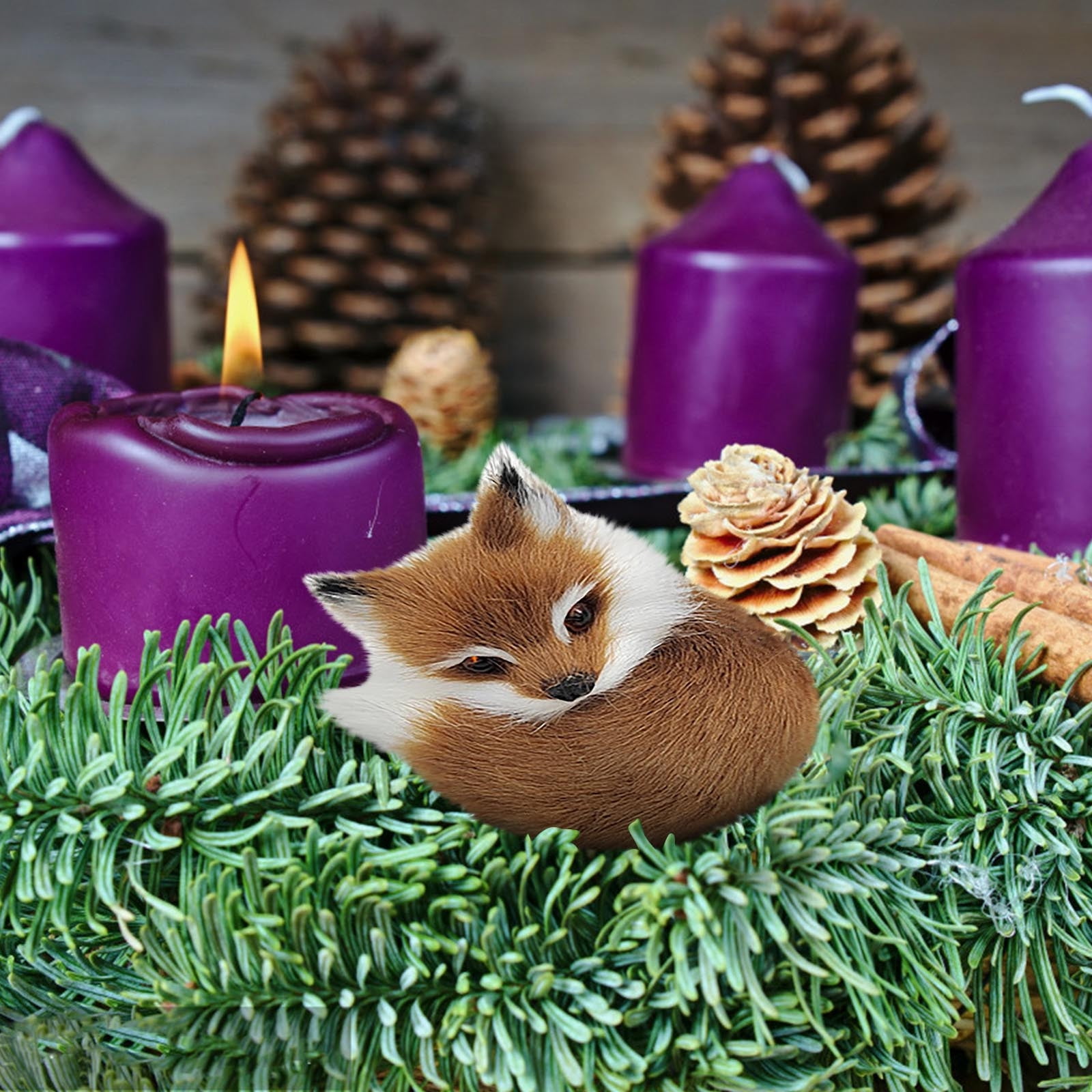 Small Fox Plush Pendant Ornament Realistic Artificial Wool Toy for Kids ...