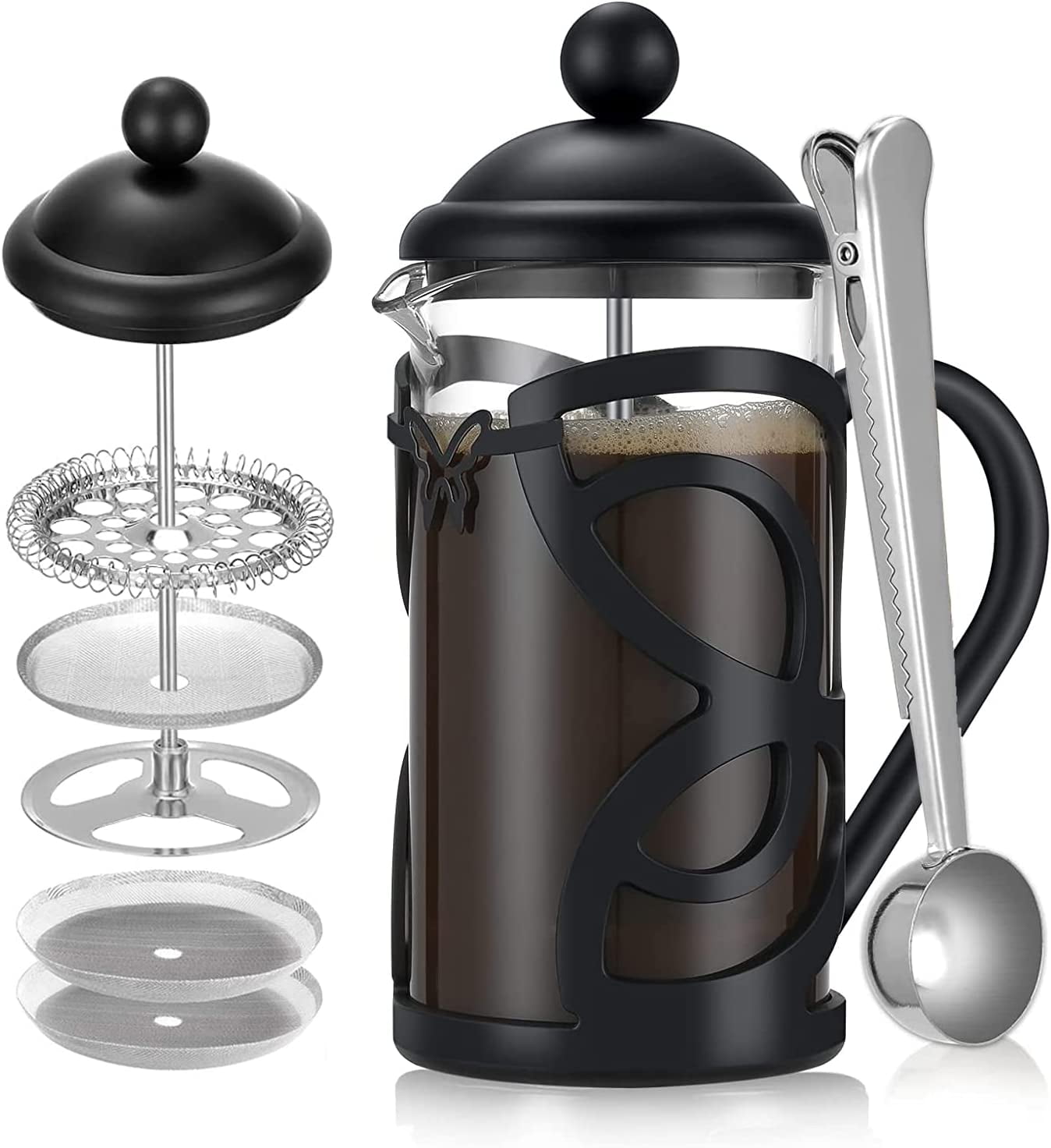 Small French Press Coffee Maker,Heat Resistant Borosilicate Glass ...