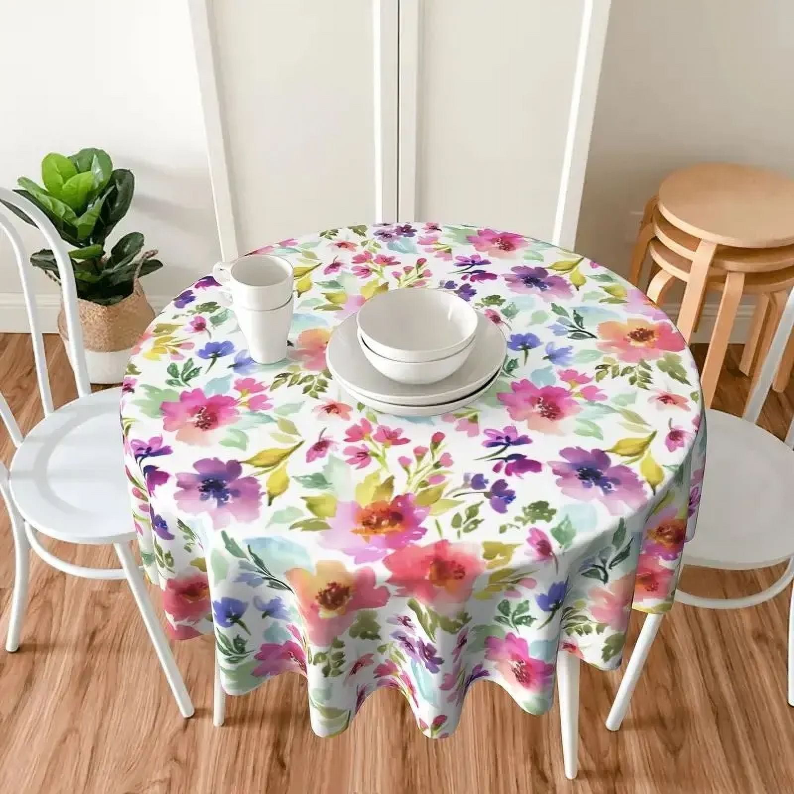 Small Fresh Green Leaf Print Home Living Room Kitchen Round Dining ...