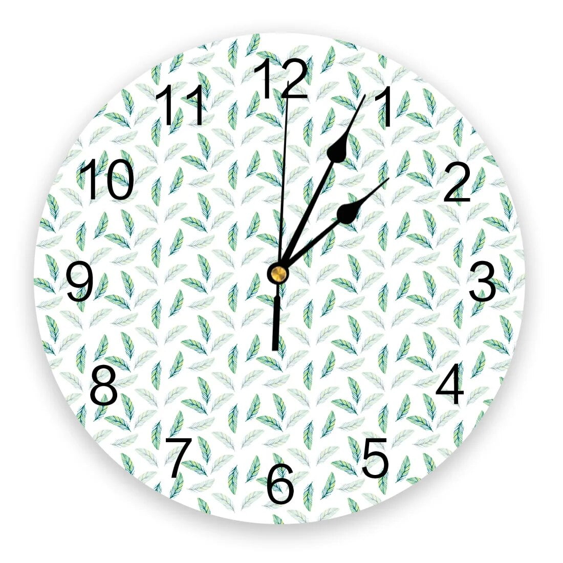 Small Fresh Leaves Design Wall Clocks Silent Home Cafe Office Wall ...