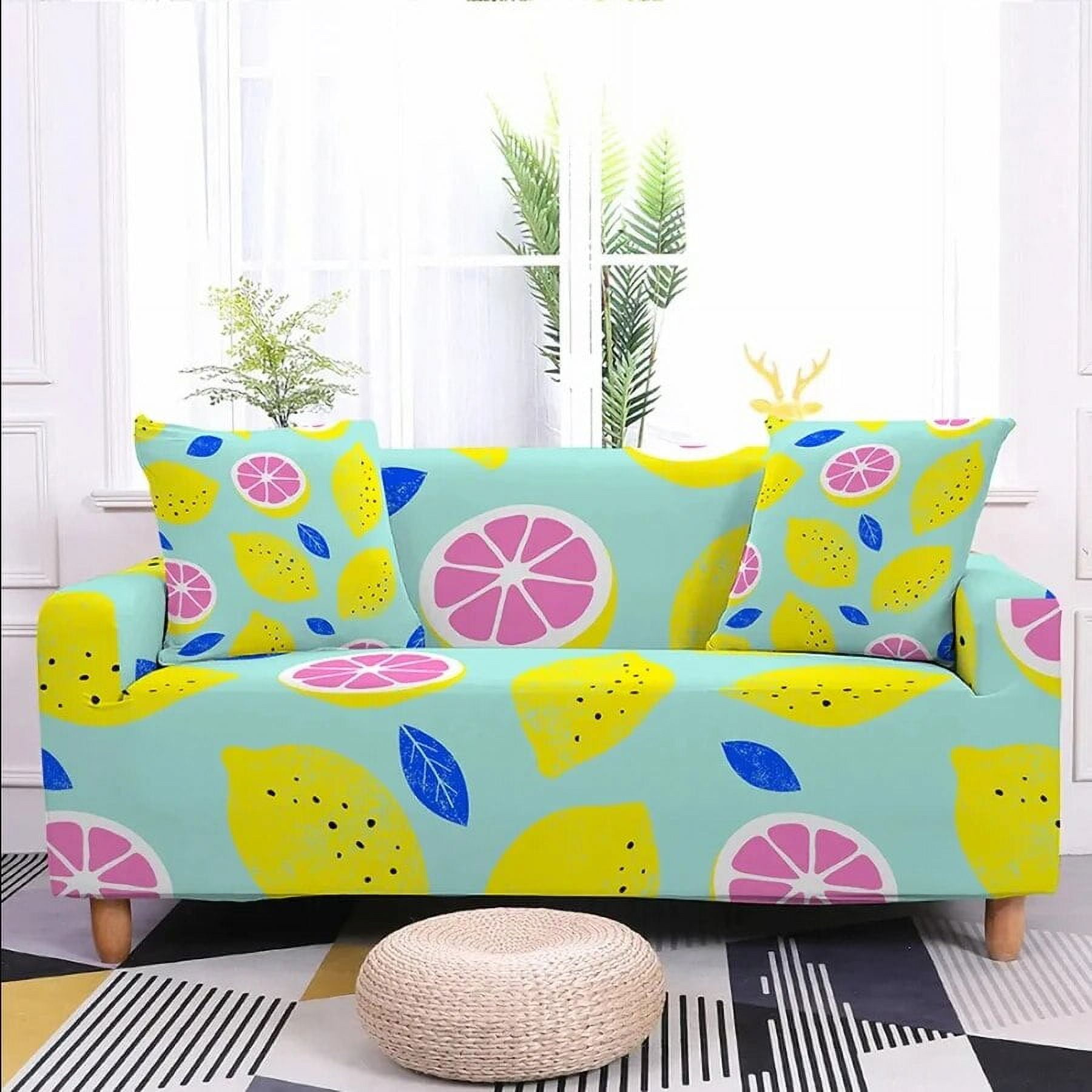Small Fresh Lemon Fruit Sofa Cover Fully Packaged Elastic Dustproof and ...