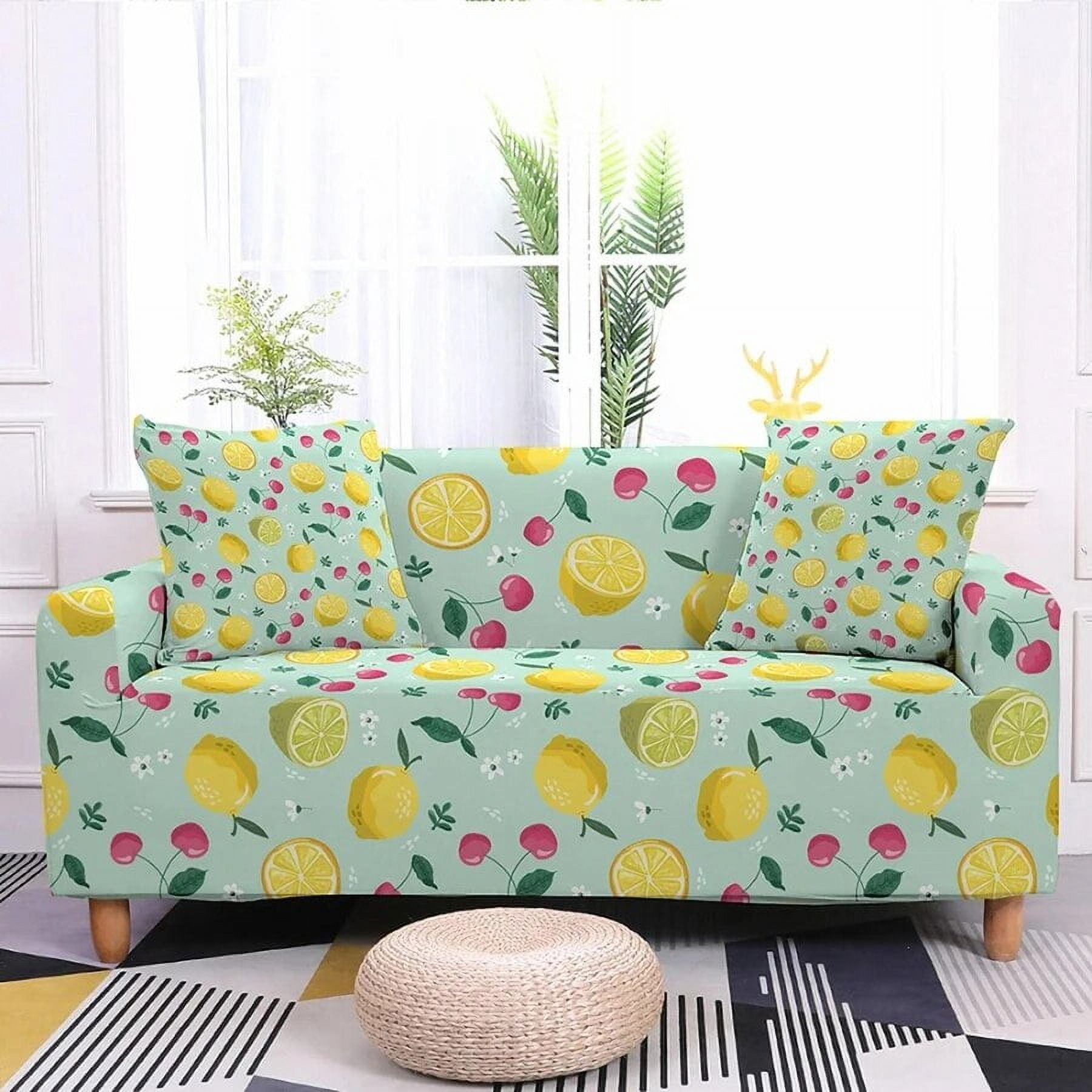 Small Fresh Lemon Fruit Sofa Cover Fully Packaged Elastic Dustproof and ...