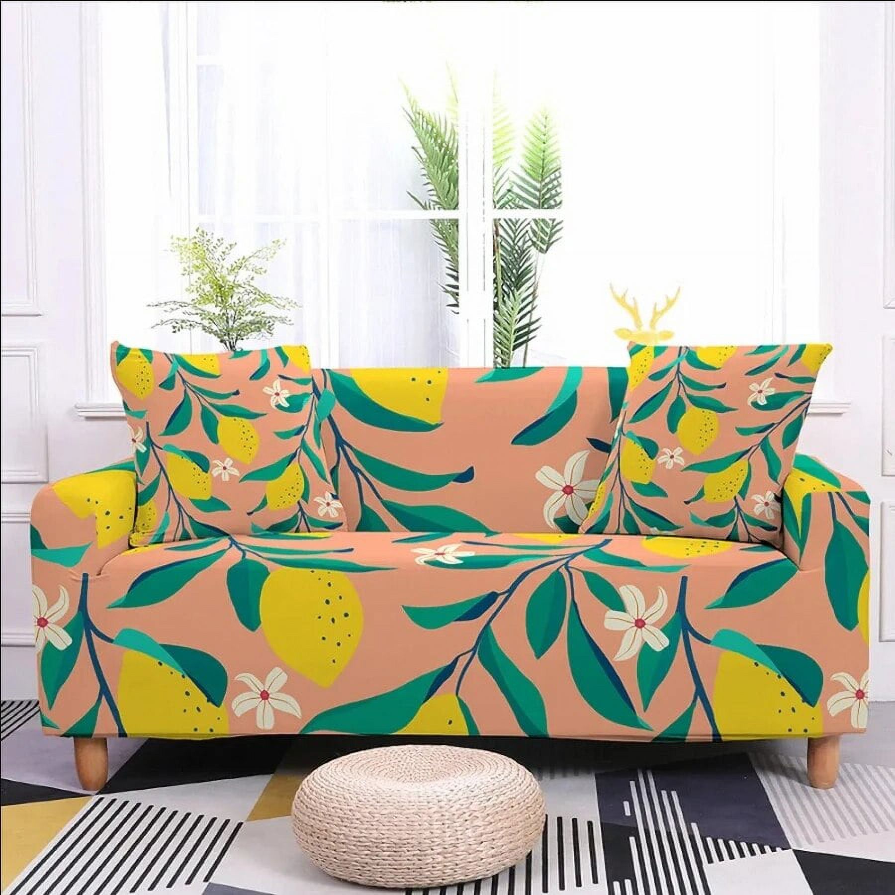 Small Fresh Lemon Fruit Sofa Cover Fully Packaged Elastic Dustproof and ...