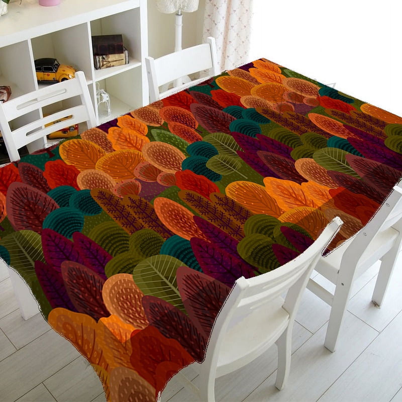 Small Fresh Round Flower Plant Print Rectangular Dustproof Coffee Table ...