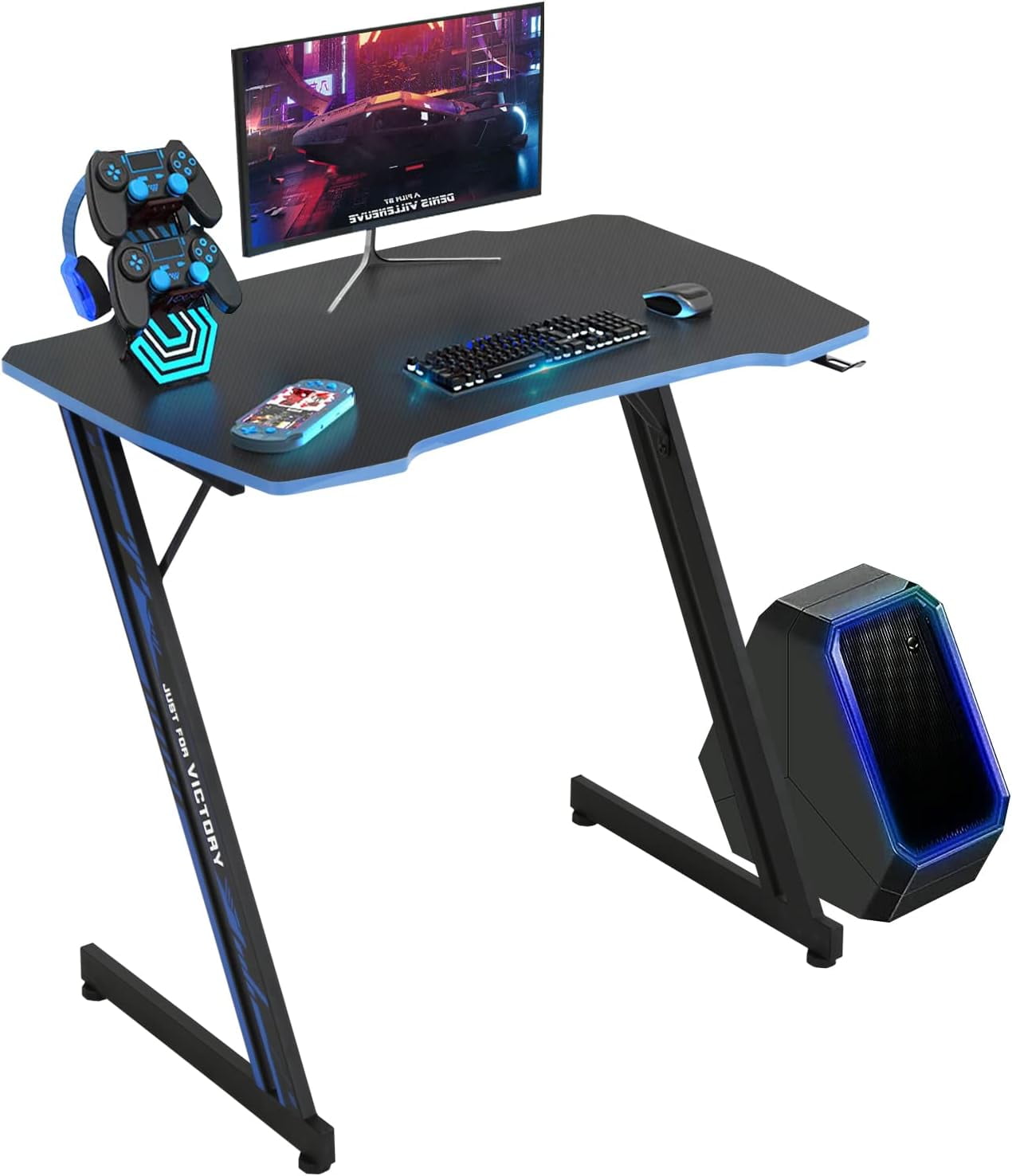 Small Gaming Desk 35 Inch PC Computer Desk with Headphone Hook Z Shaped ...