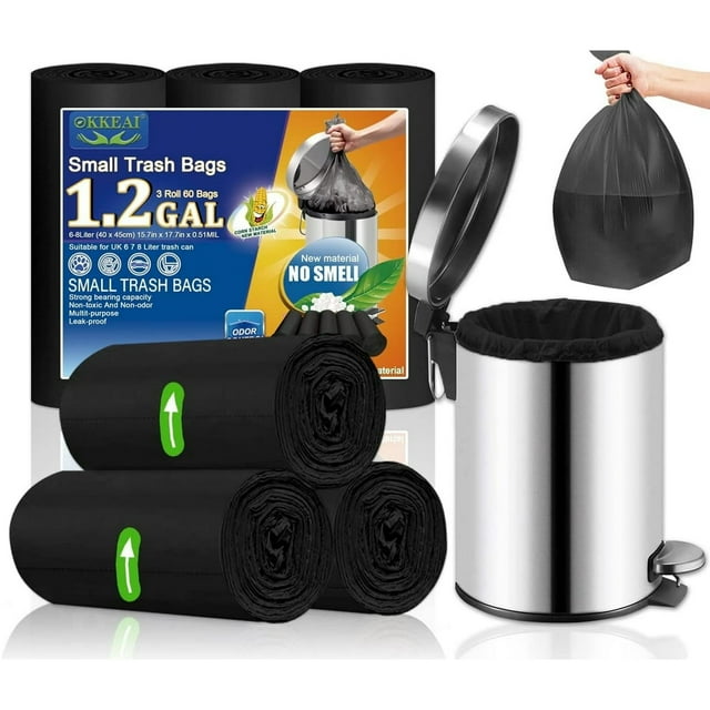 Small Garbage Bags for Bathroom Can 5 Liter Trash Bags 1.2 Gallon Waste ...