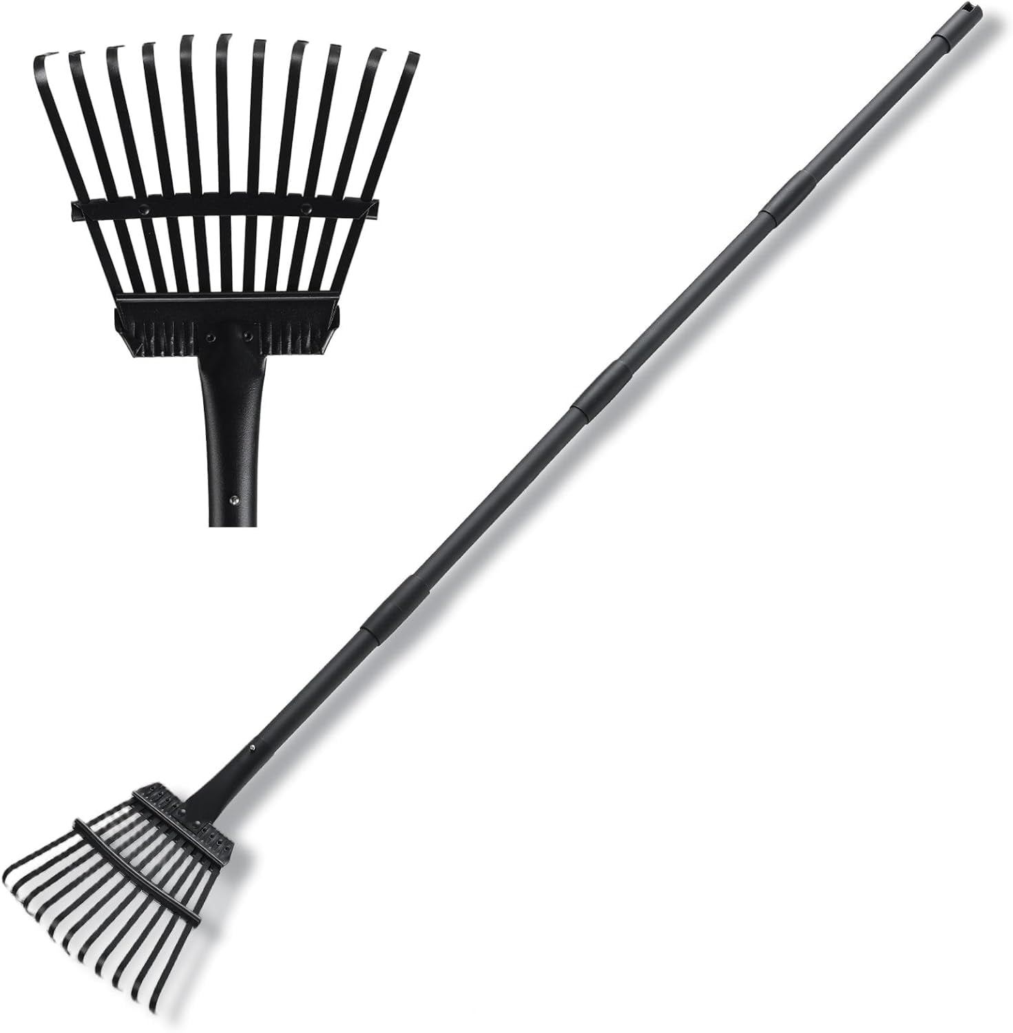 Small Garden Rake for Leaves,11 Tines Heavy Duty Metal Yard Hand Rake ...