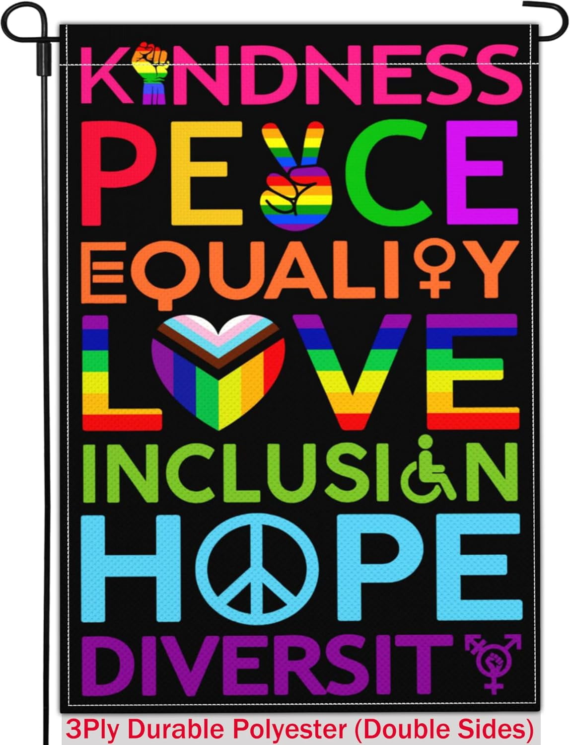 Small Gay Pride Garden Flags for 12x18 inch Double Sided Kindness Peace ...