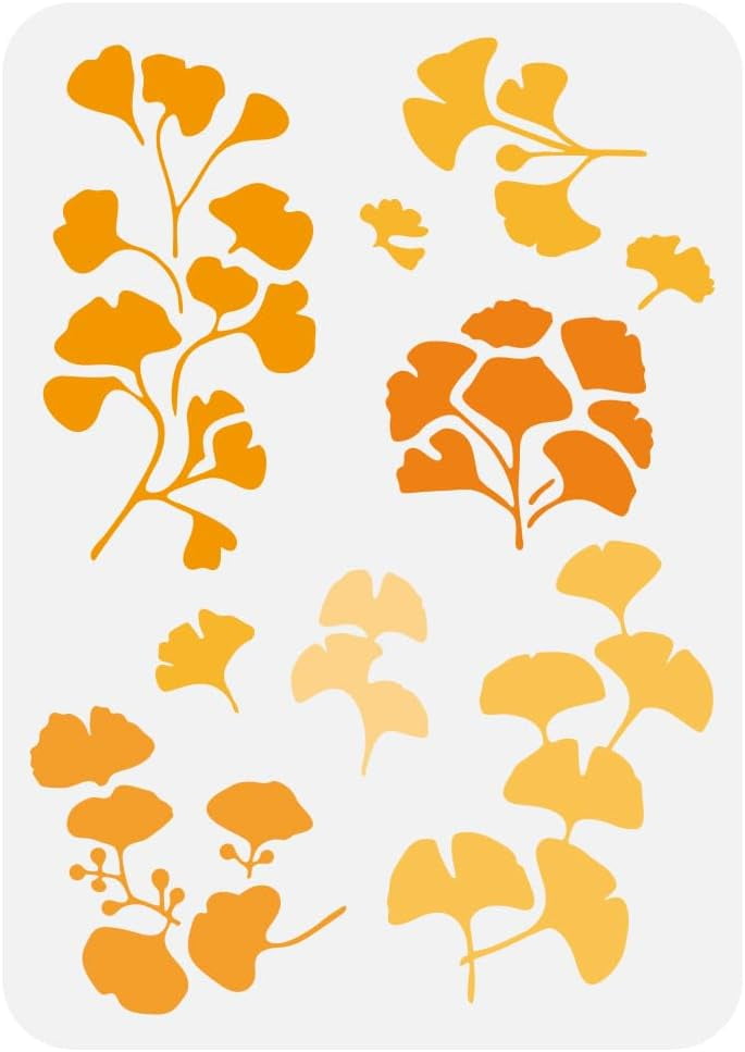 Small Ginkgo Pattern Stencil for DIY Painting 8.3x11.7inch Plastic PET ...