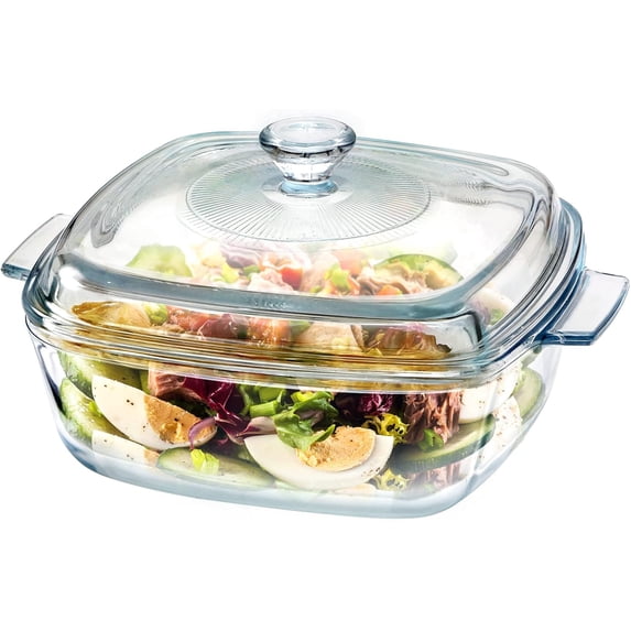 Small Glass Casserole with Lid Oven Safe Square Casserole 6.8 Inch ...