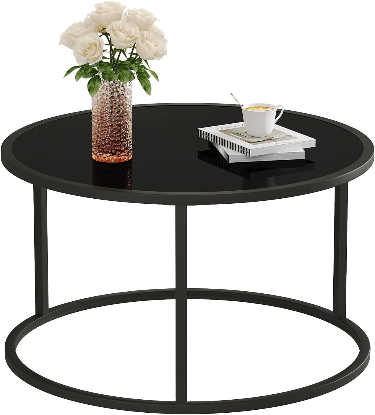 Small Glass Coffee Table Round Gold Coffee Table for Small Space Modern ...