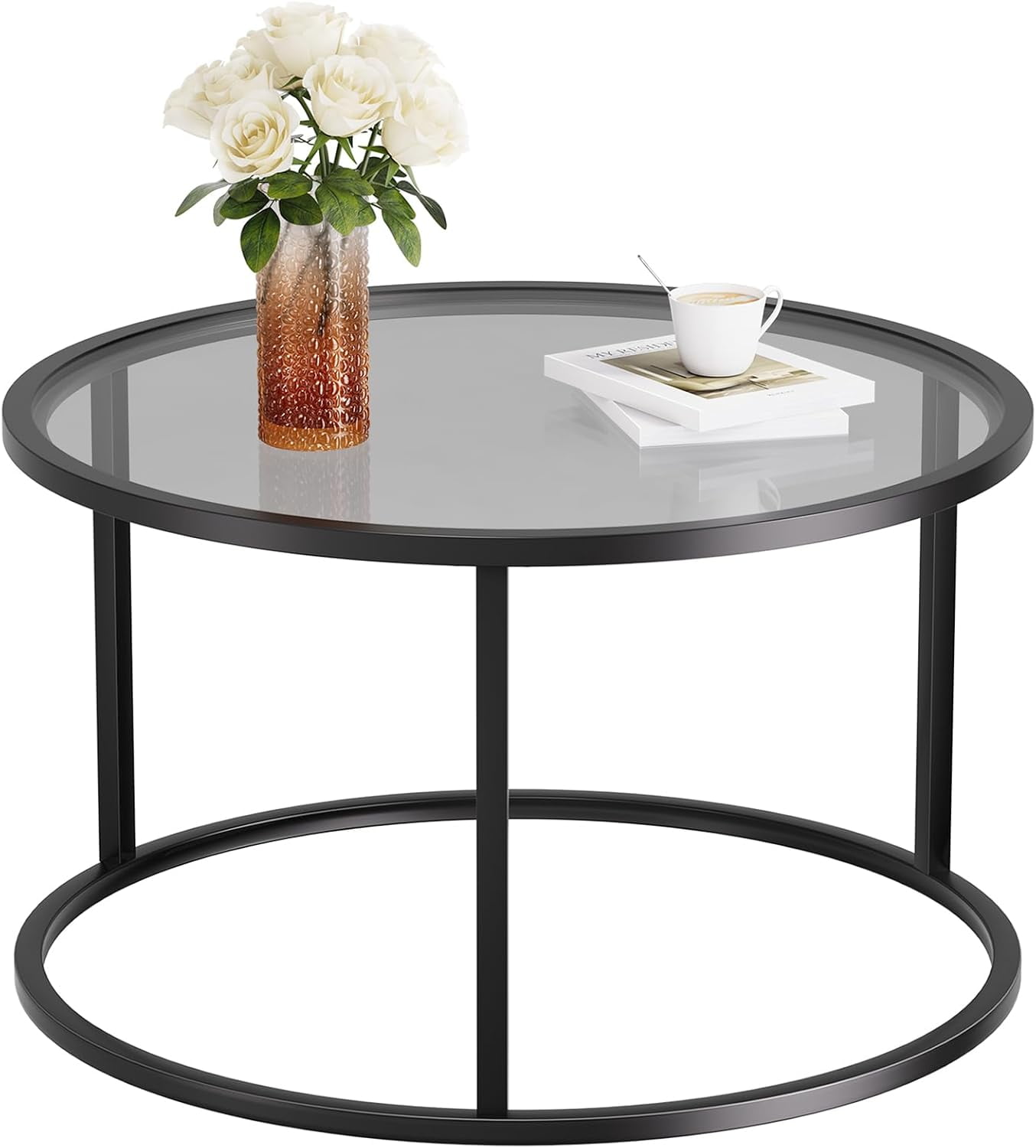 Small Glass Coffee Table Round Gold Coffee Table for Small Space Modern ...