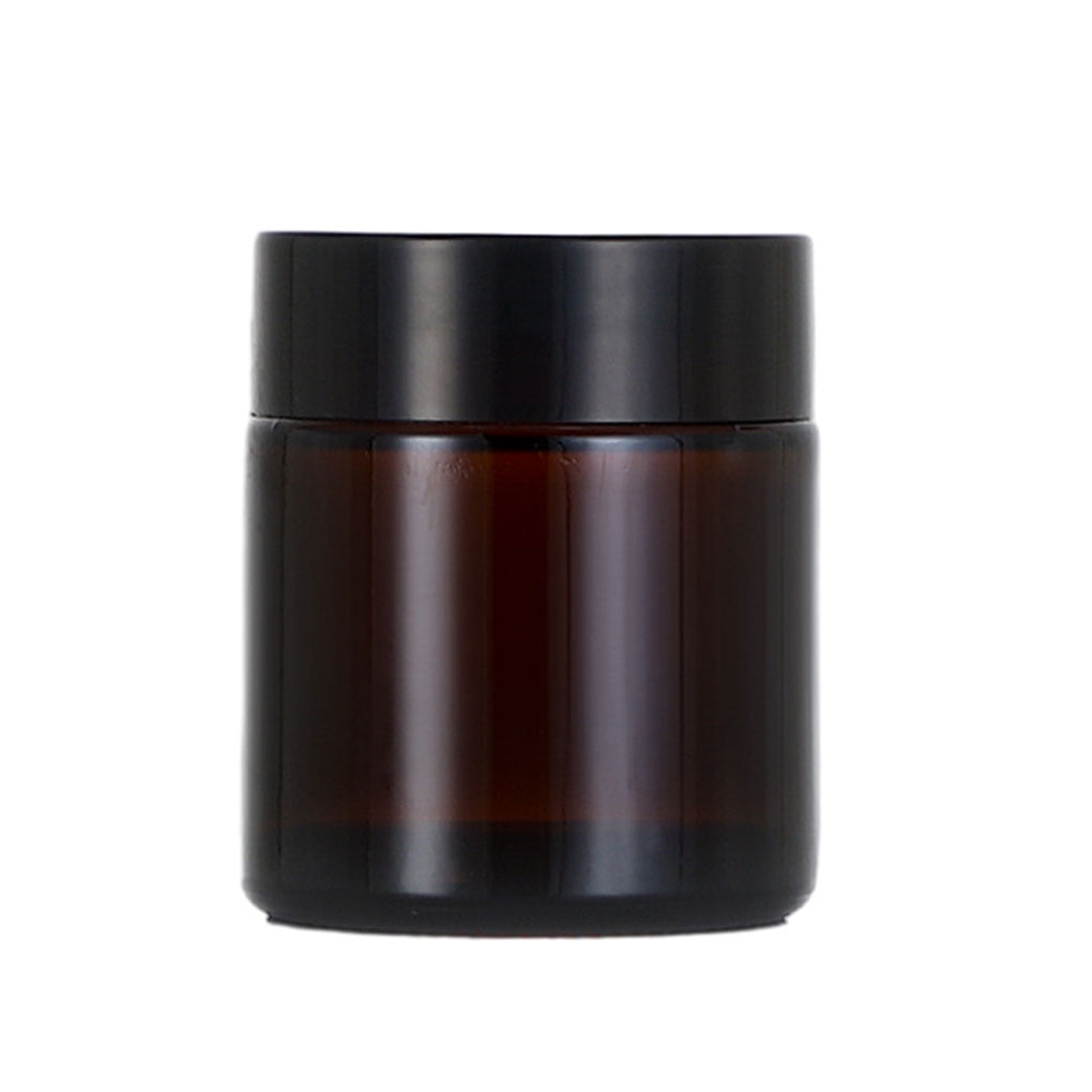 Small Glass Containers with Lids, 2 pack Amber Glass Jars with Black ...