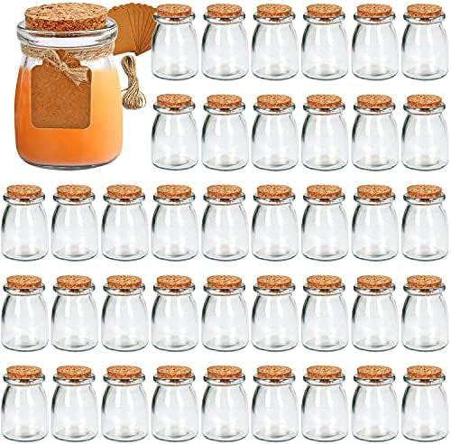 Small Glass Decorative Bottles With Cork Lids,3.4oz Yogurt Mason Jar ...