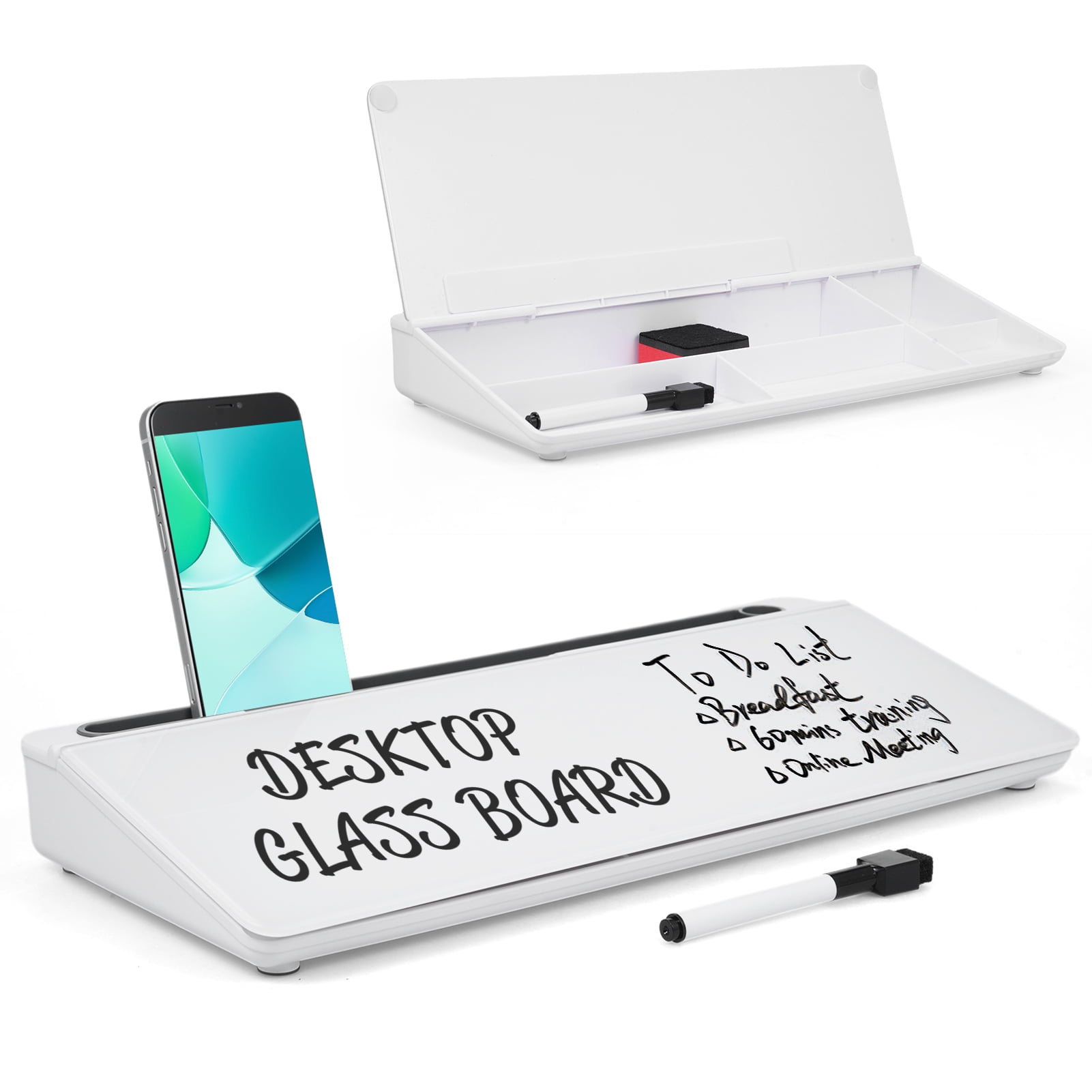 Small Glass Desktop Whiteboard Dry Erase Board, Computer Keyboard Stand ...