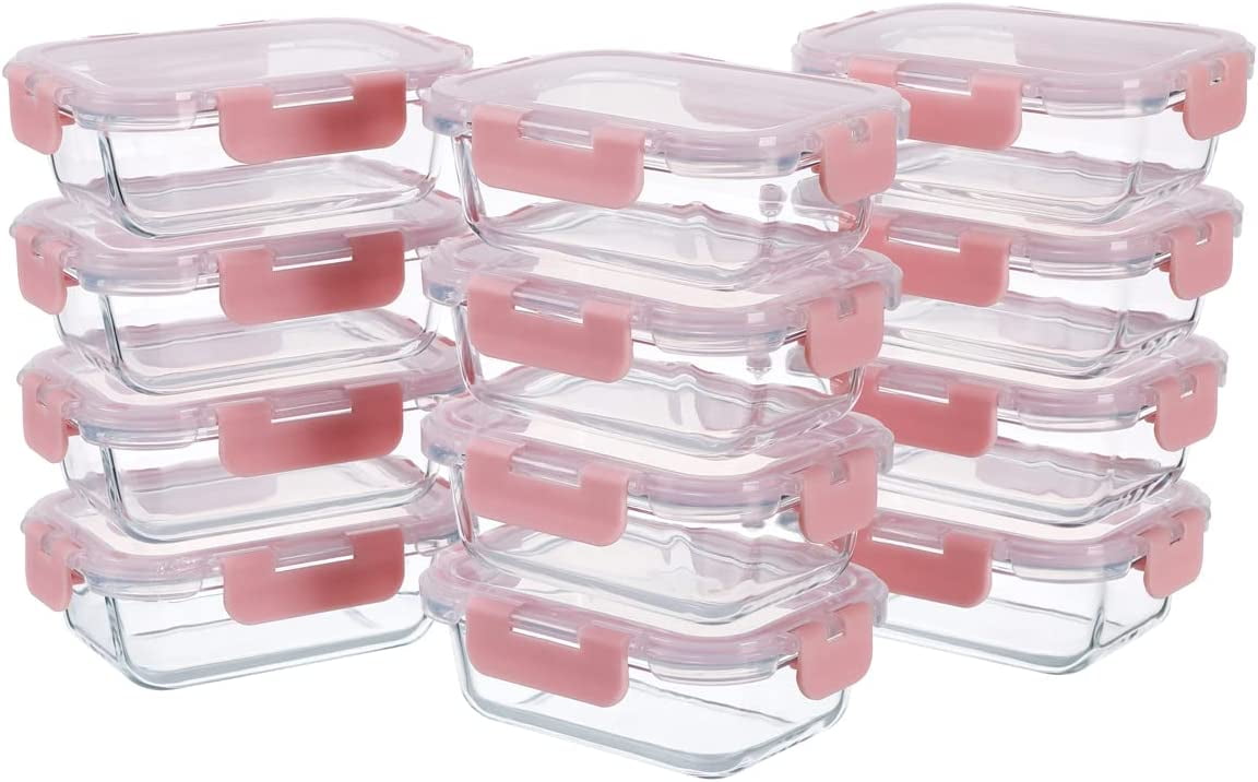Small Glass Food Storage Containers 12 Pack-12oz Glass Containers with ...